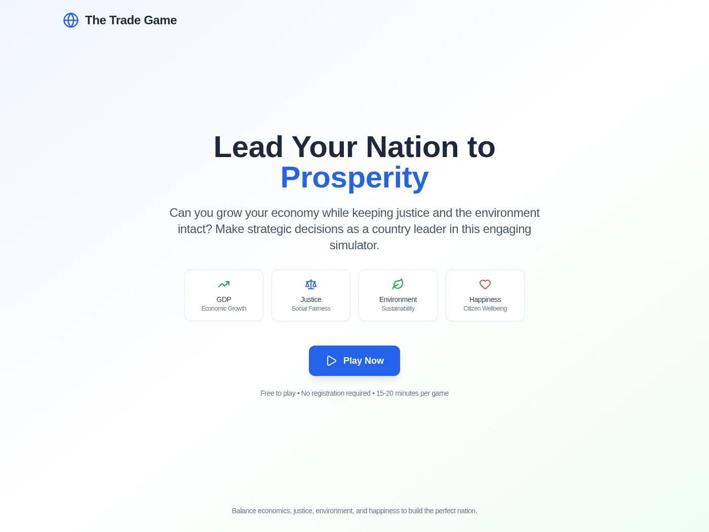 The Trade Game: Strategy-Based Economics & Justice Simulator