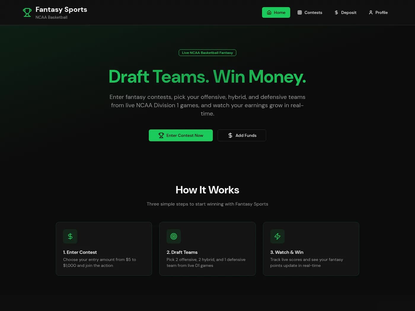TheOddsWere Fantasy College Basketball Live Draft Website