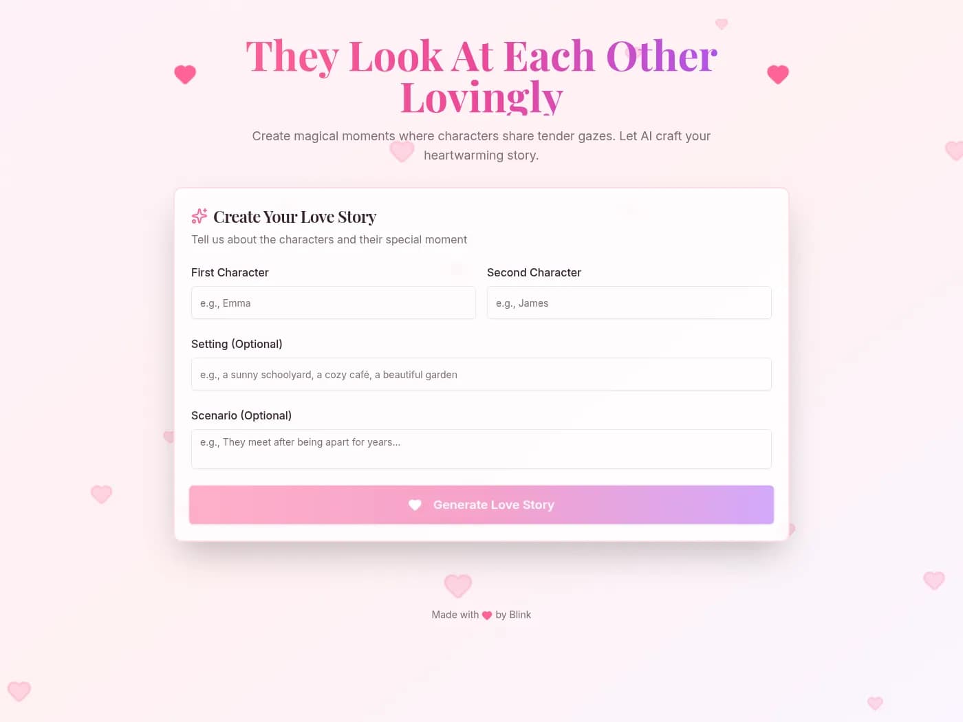 They Look At Each Other Lovingly: Interactive Story Generator