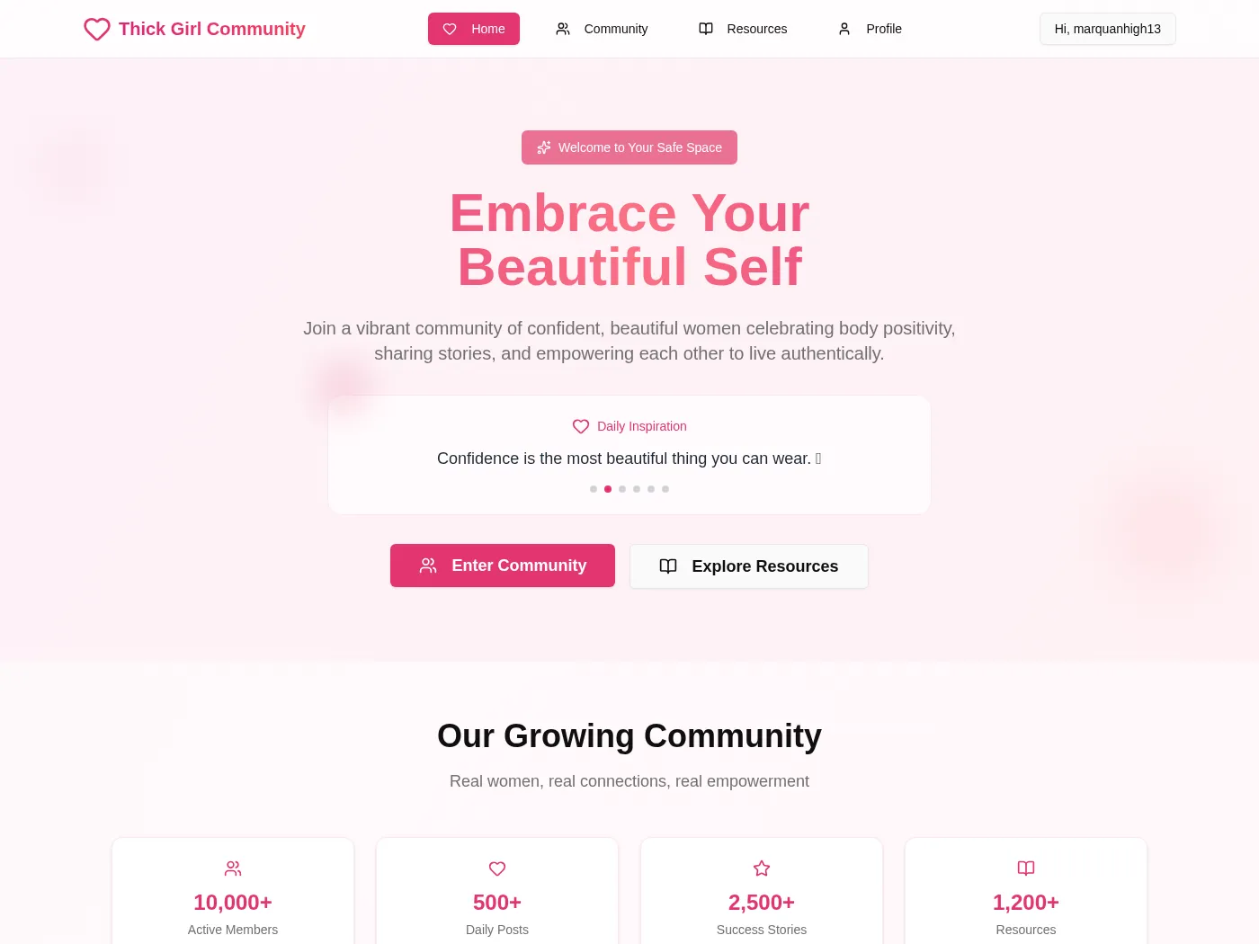 Thick Girl Community Platform