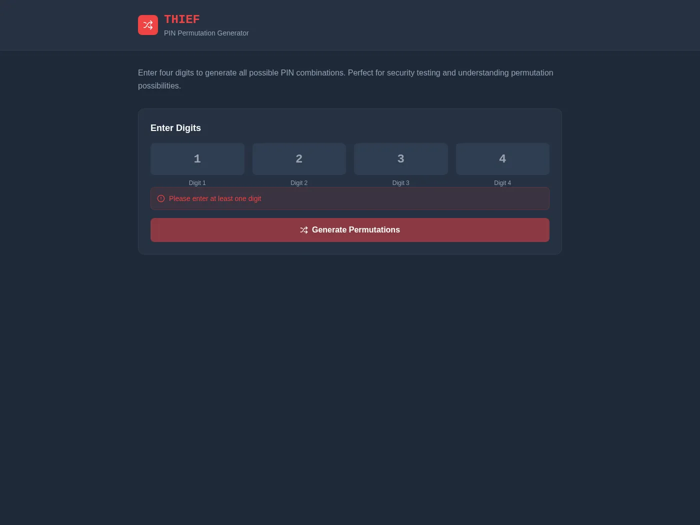 Thief: PIN Permutation Generator