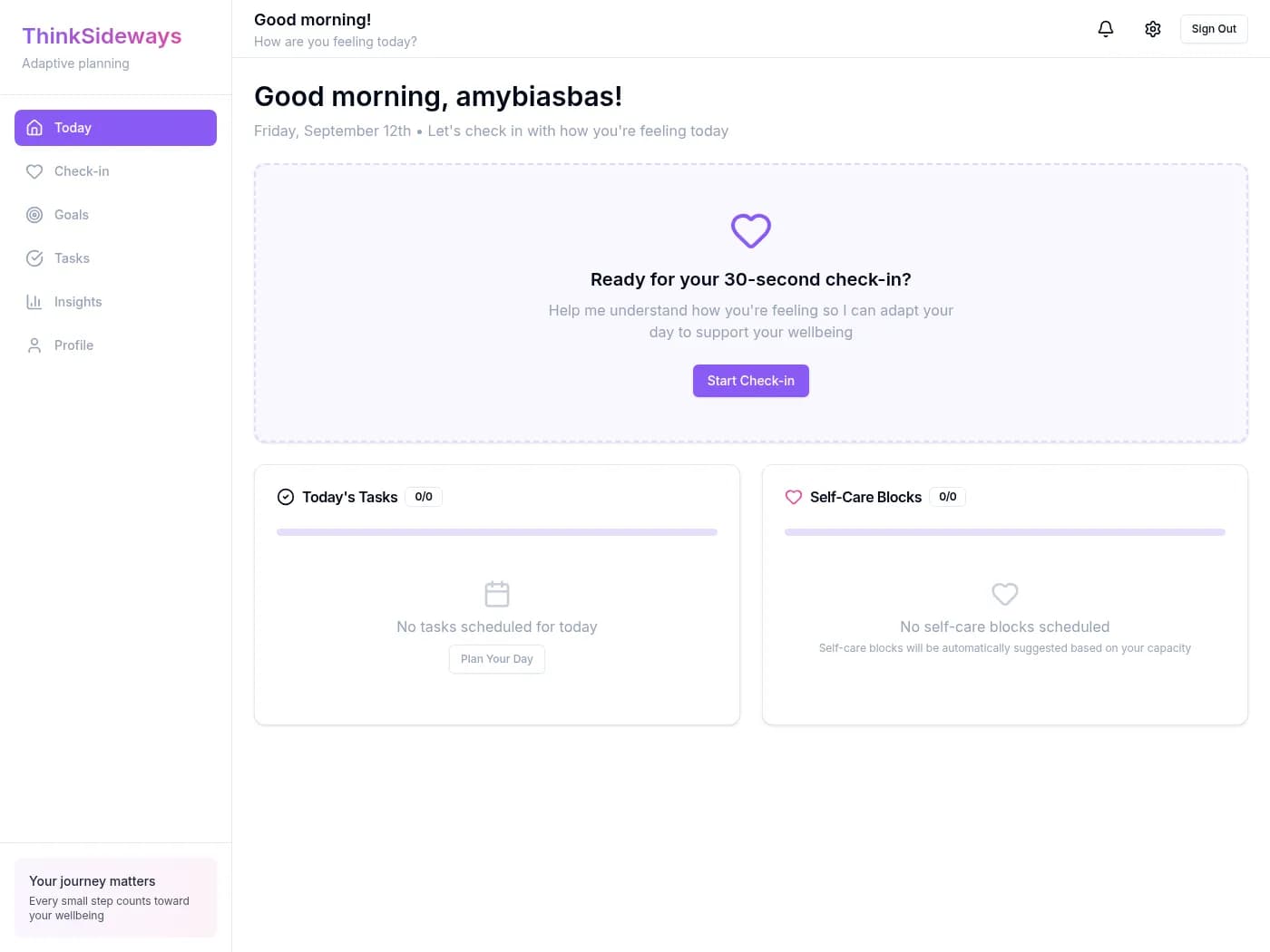 ThinkSideways: Adaptive Planner for Women with ADHD and Bipolar