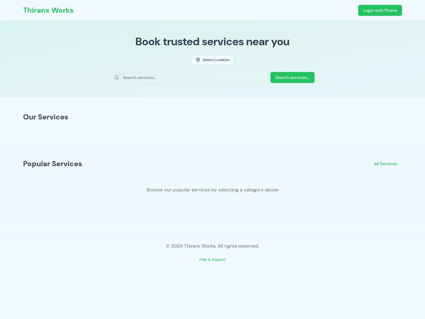 Thiranx Works: Location-Aware Home Services Booking Platform