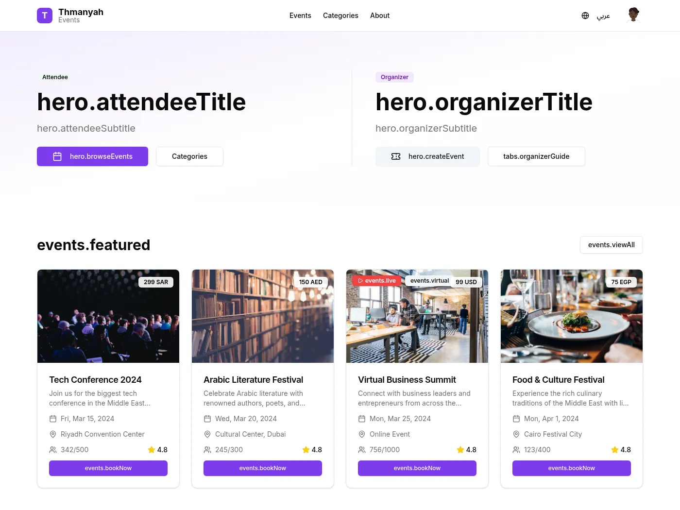Thmanyah Events Interactive Multilingual PWA Prototype