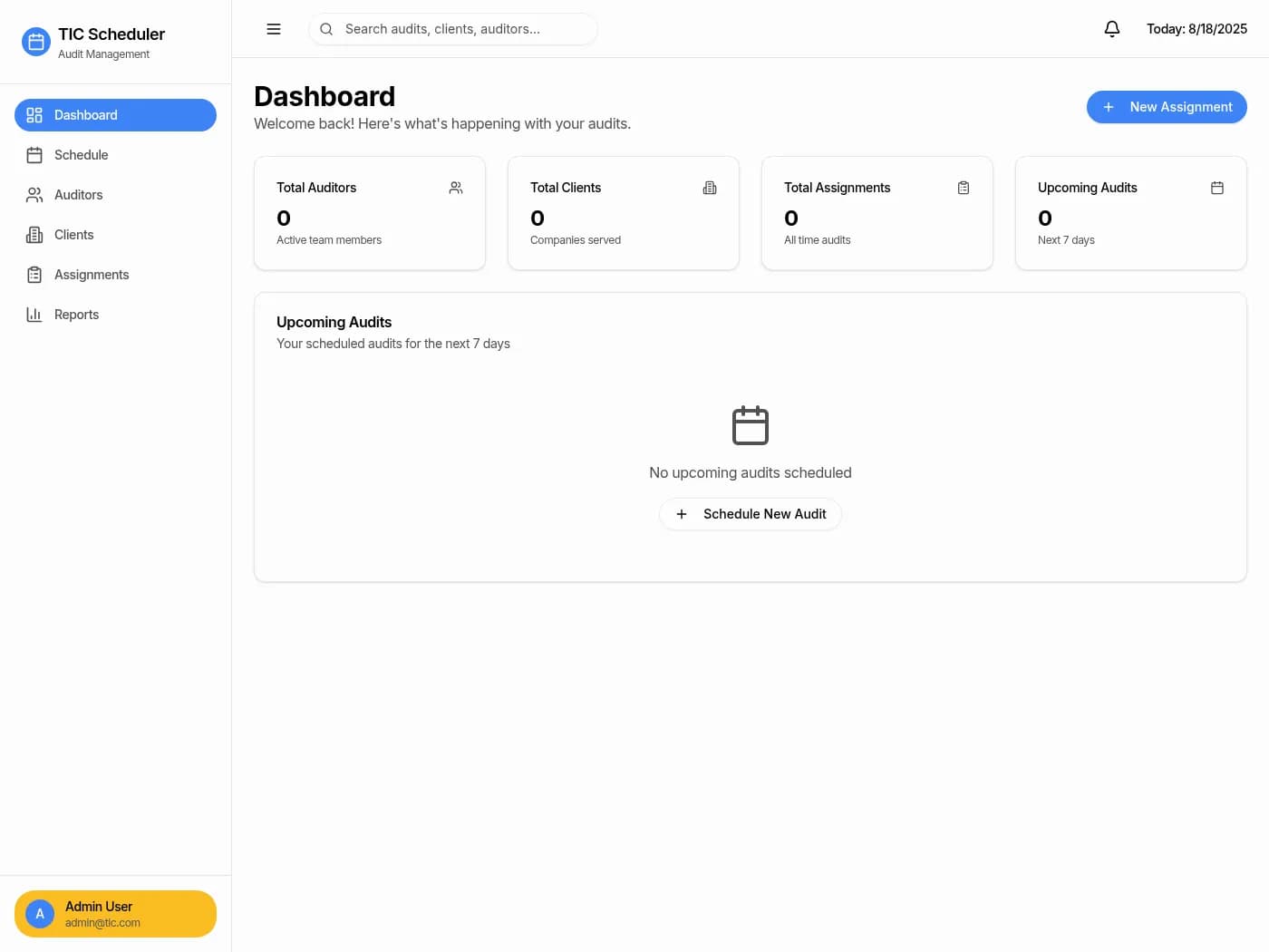 TIC Auditor Scheduling Tool