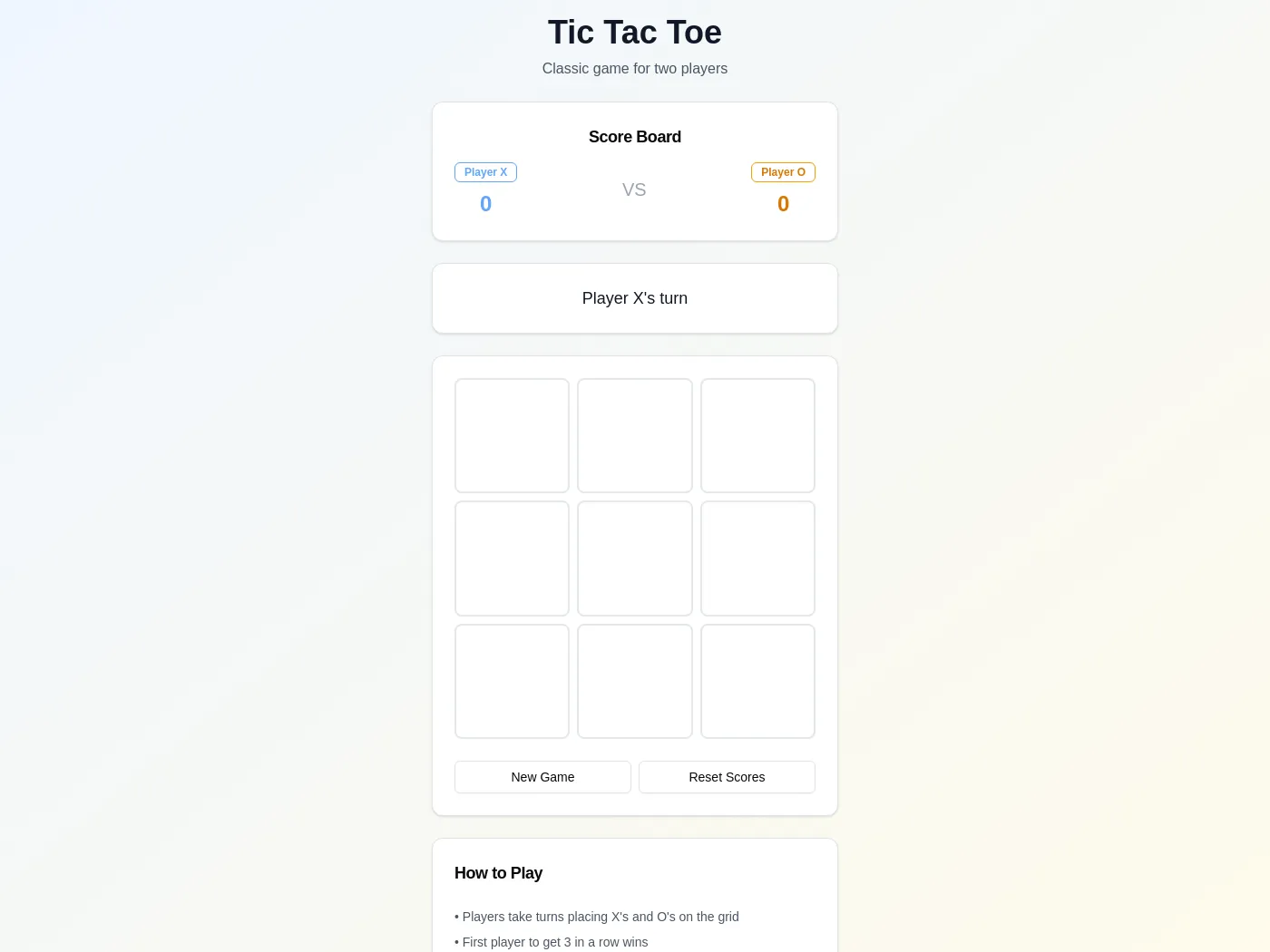 Tic Tac Toe Game