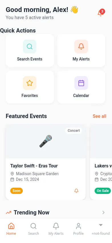 Ticcal: Live Event Ticket Alert Mobile App