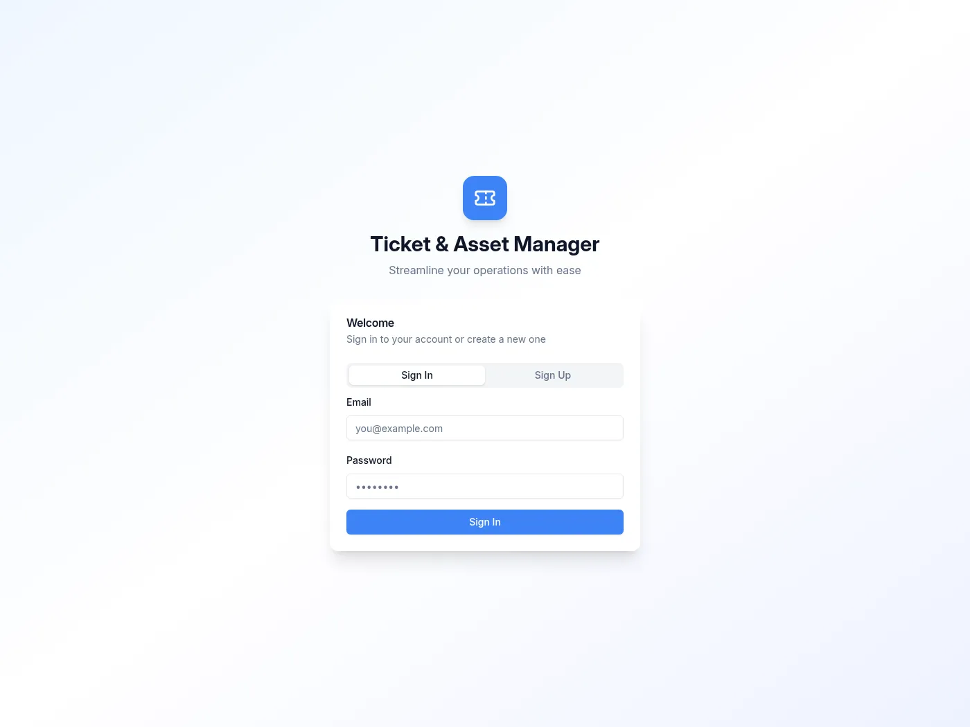 Ticketing Asset App - Scalable Ticket & Asset Management Platform with Supabase & Tailwind