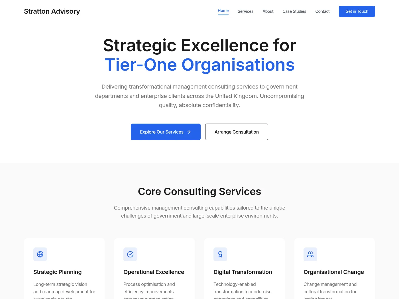 Tier-One Management Consulting Web Presence