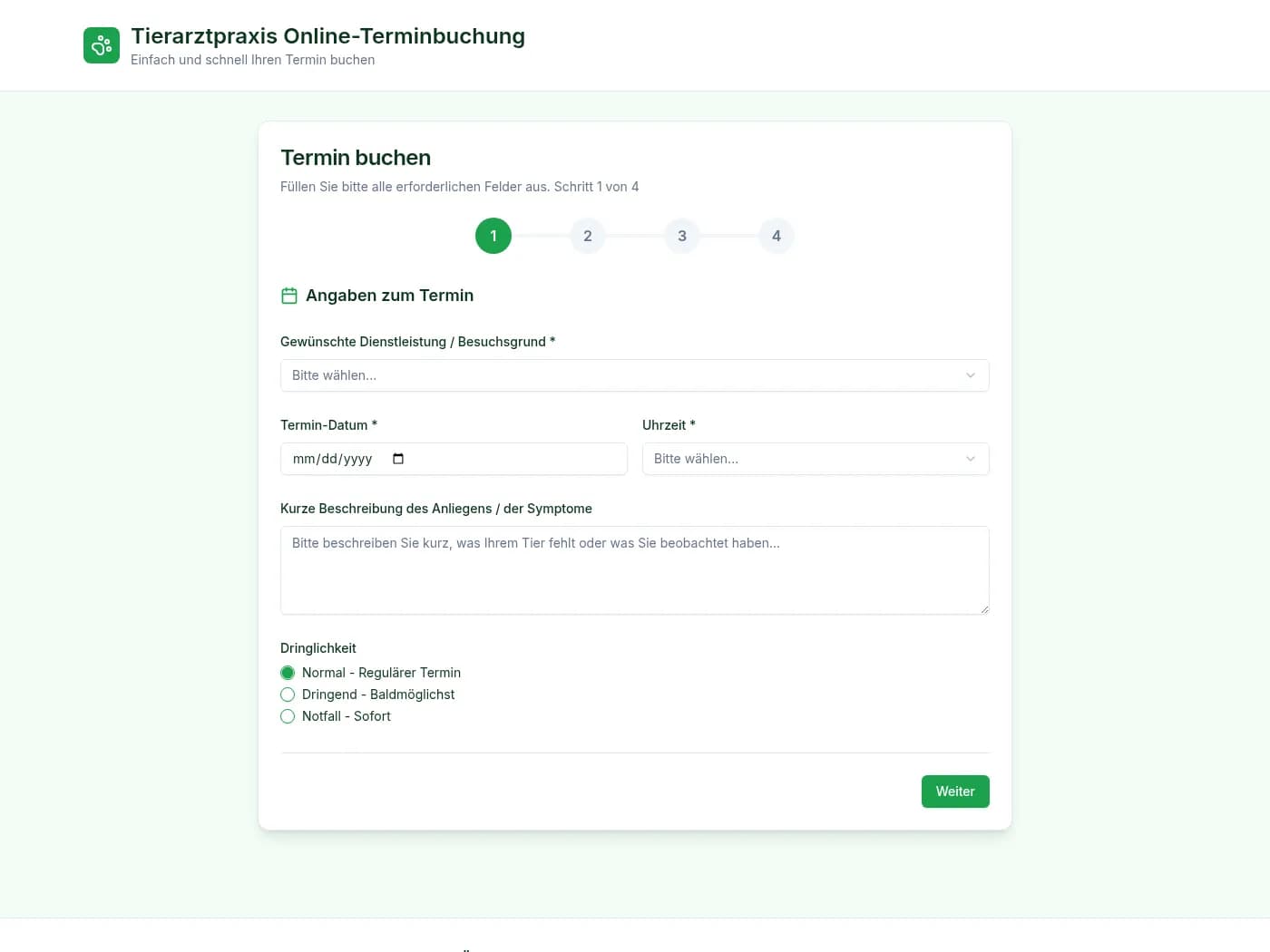 Tierarzt Termin-Buchungssystem