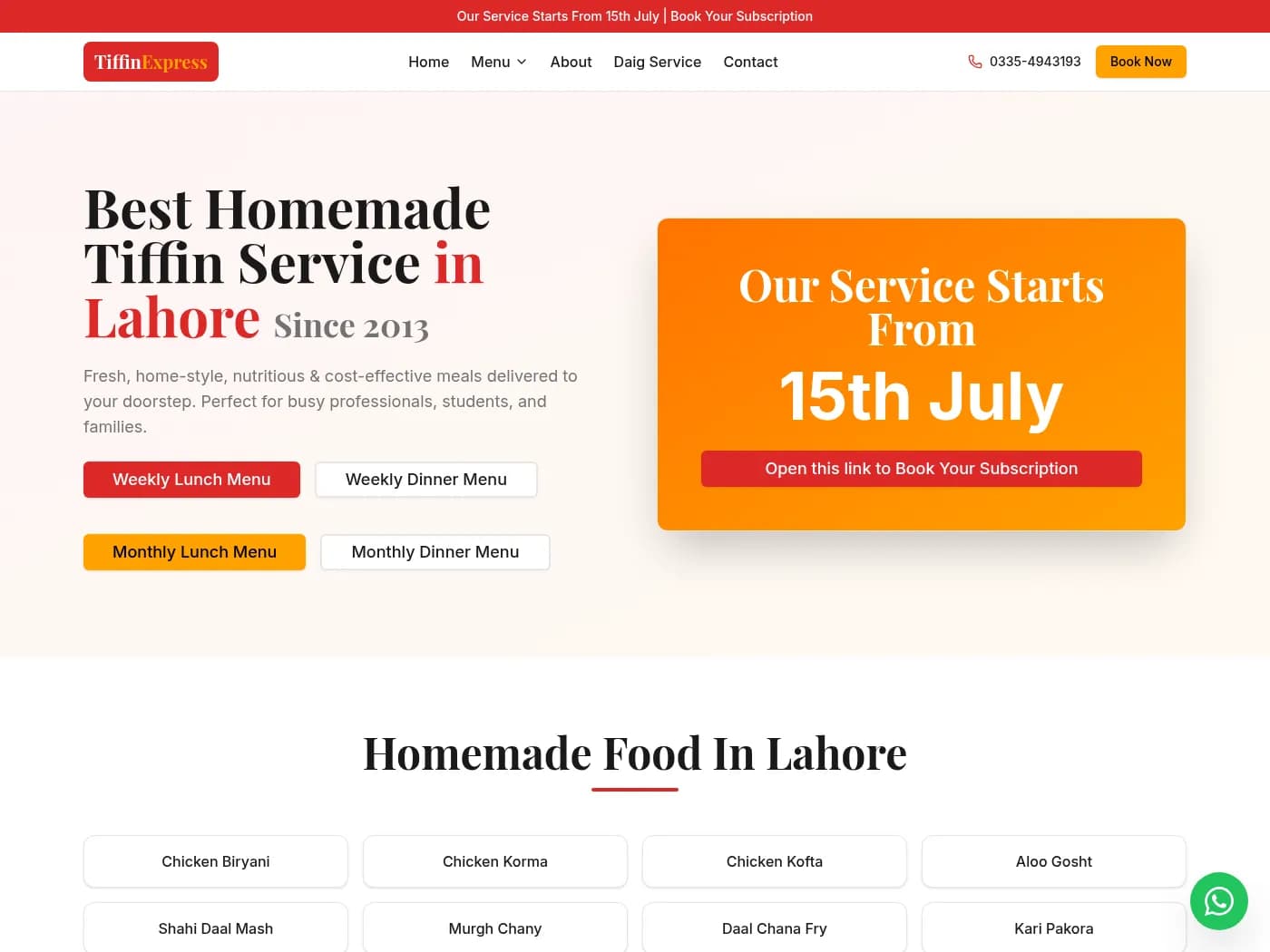 TiffinExpress - Online Tiffin Ordering Platform