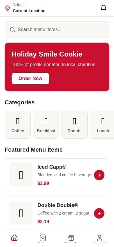 Tim Hortons Android Mobile App Clone