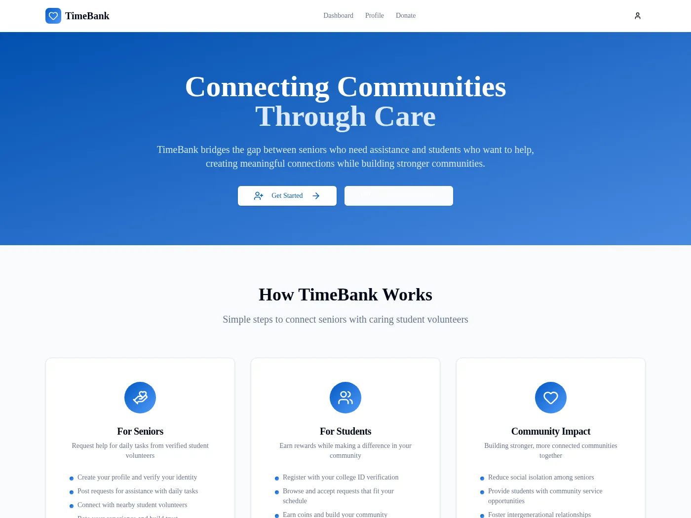 TimeBank – A Volunteer Platform Connecting Seniors and Students for Everyday Support