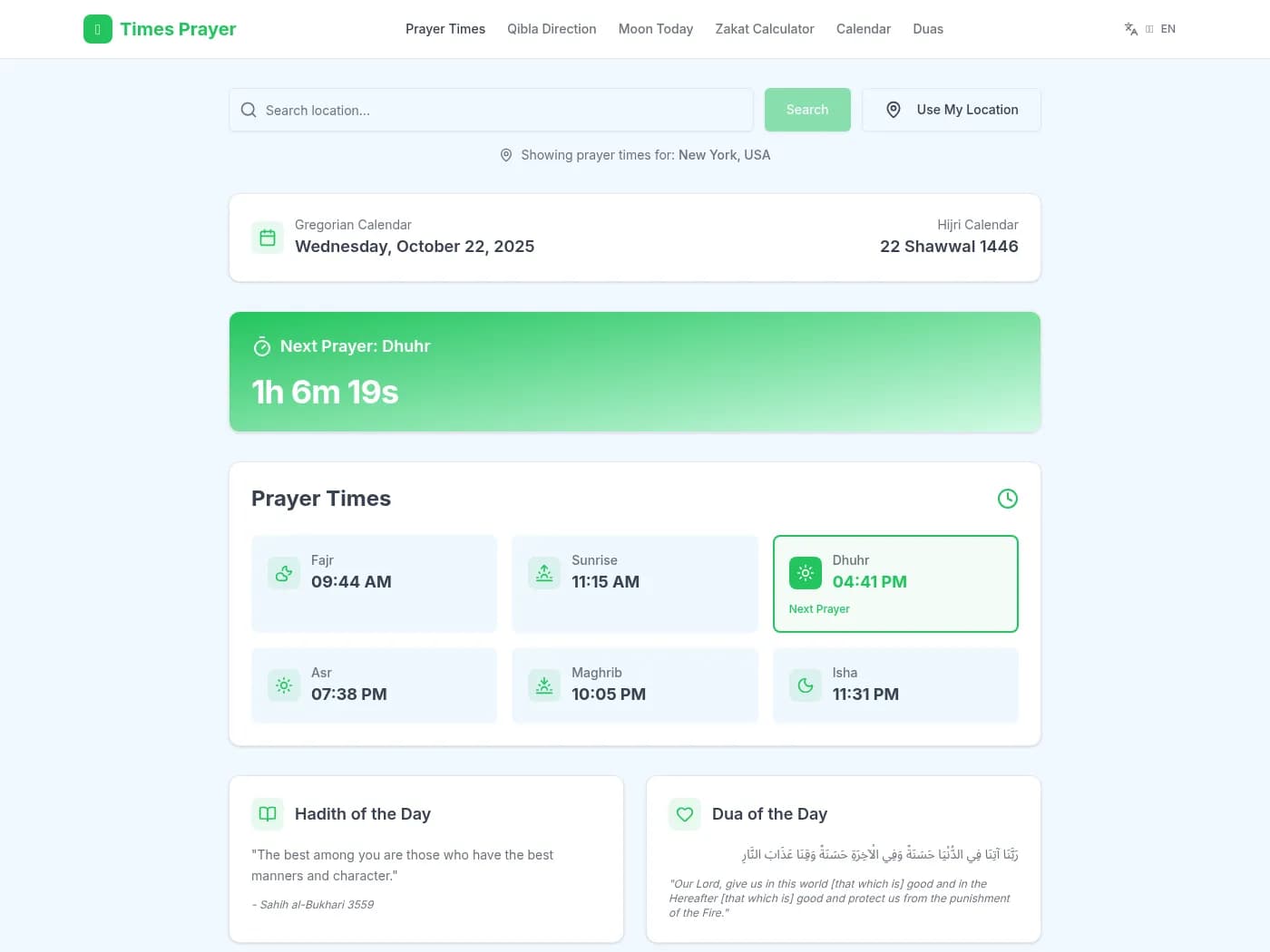 Times Prayer Website Clone