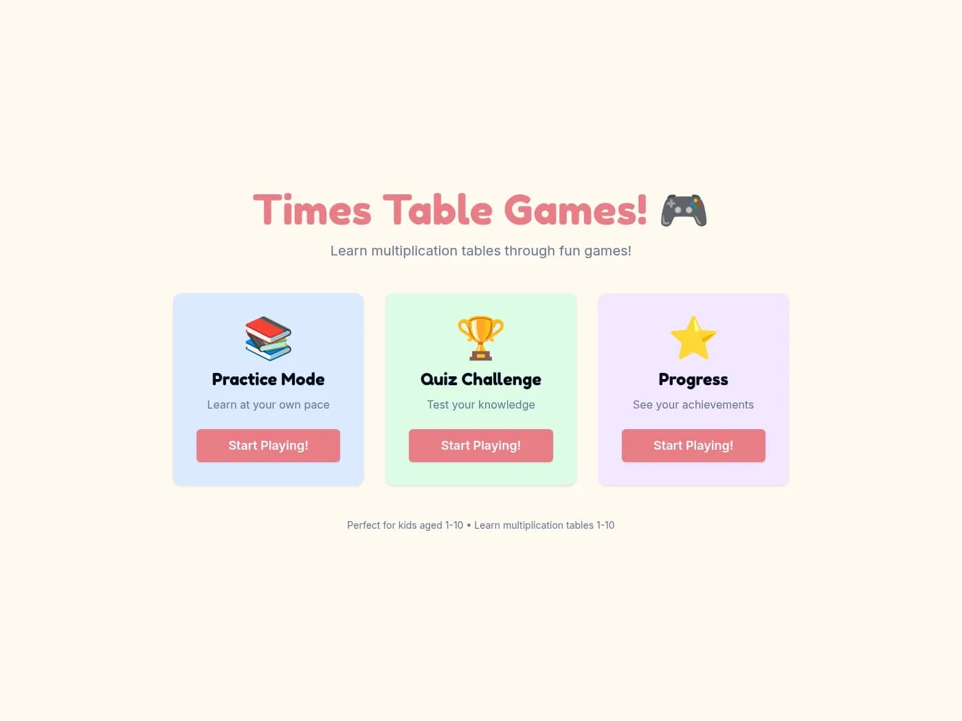 Times Table Games for Kids