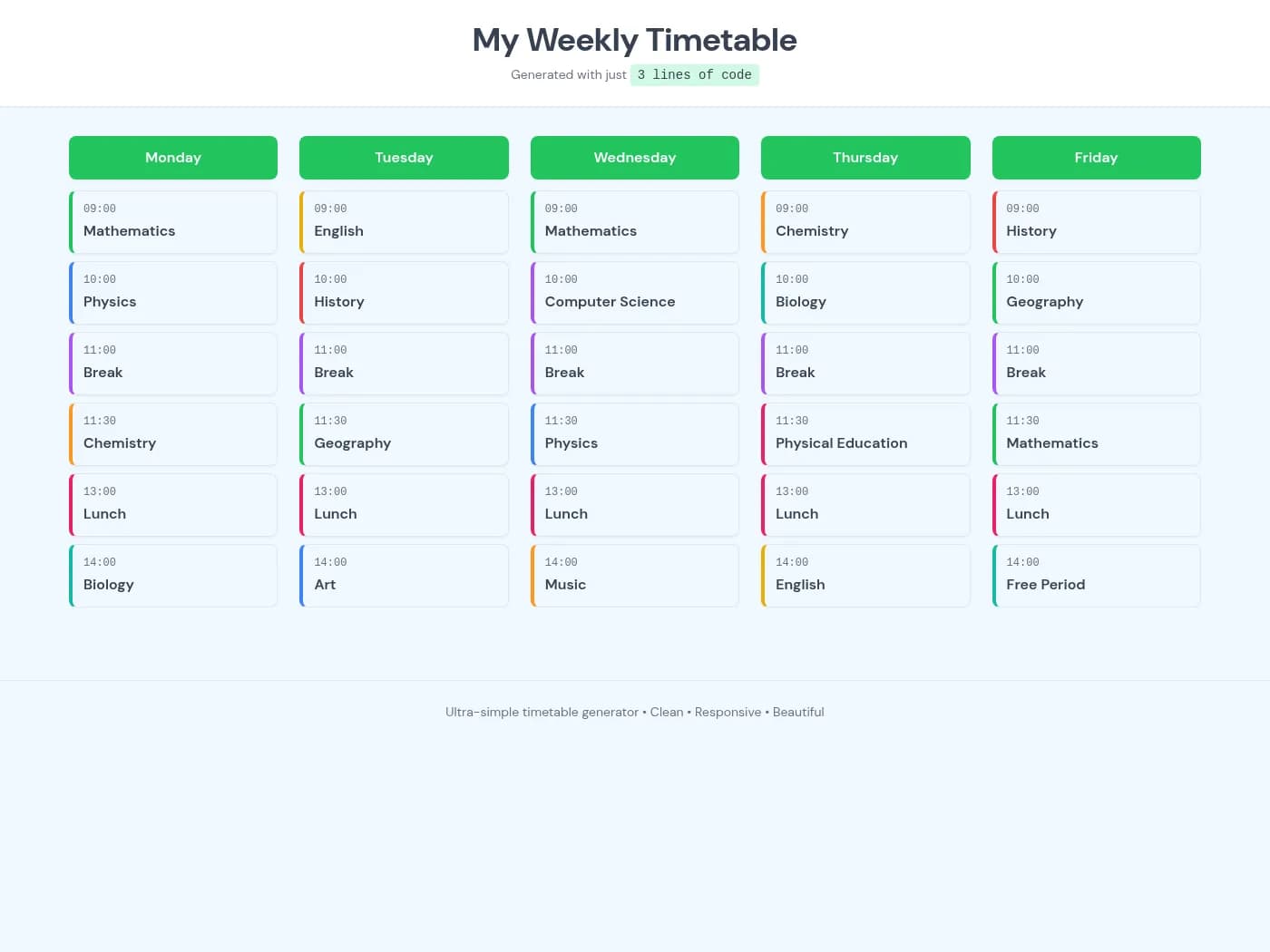Ultra-Simple Timetable Generator