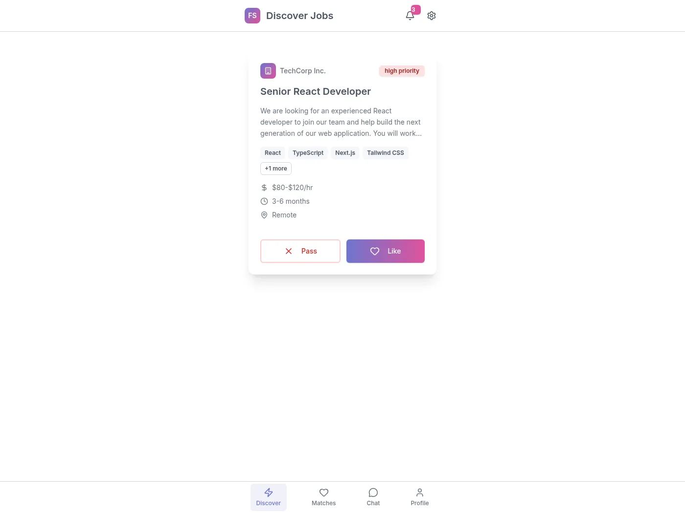 Tinder-Style Business Platform for Freelancers and Companies
