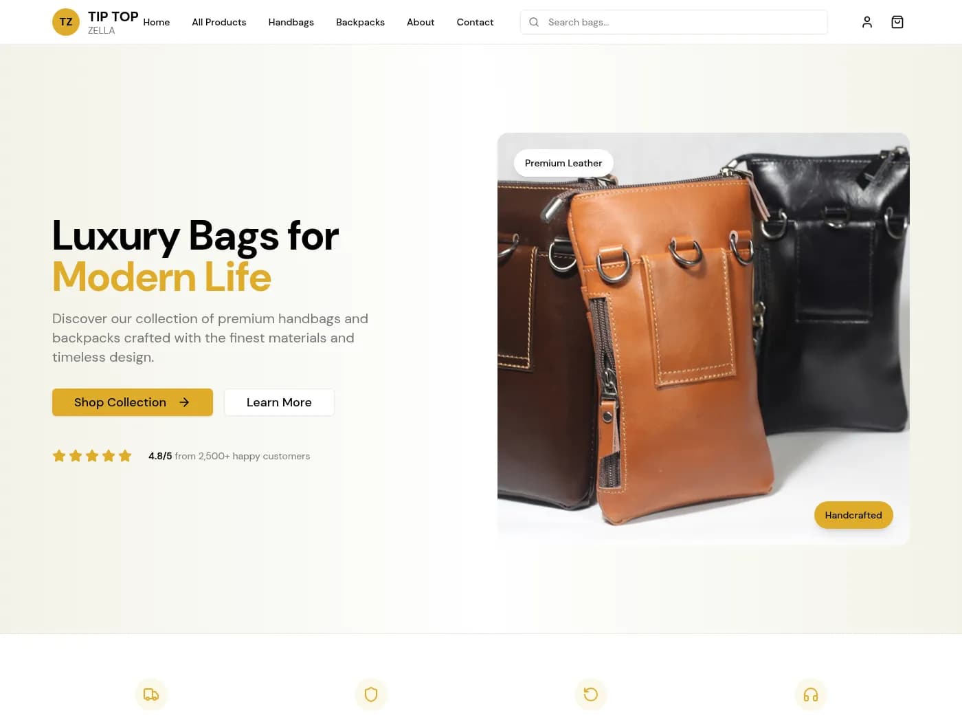 Tip Top zella E-Commerce Website for Bags