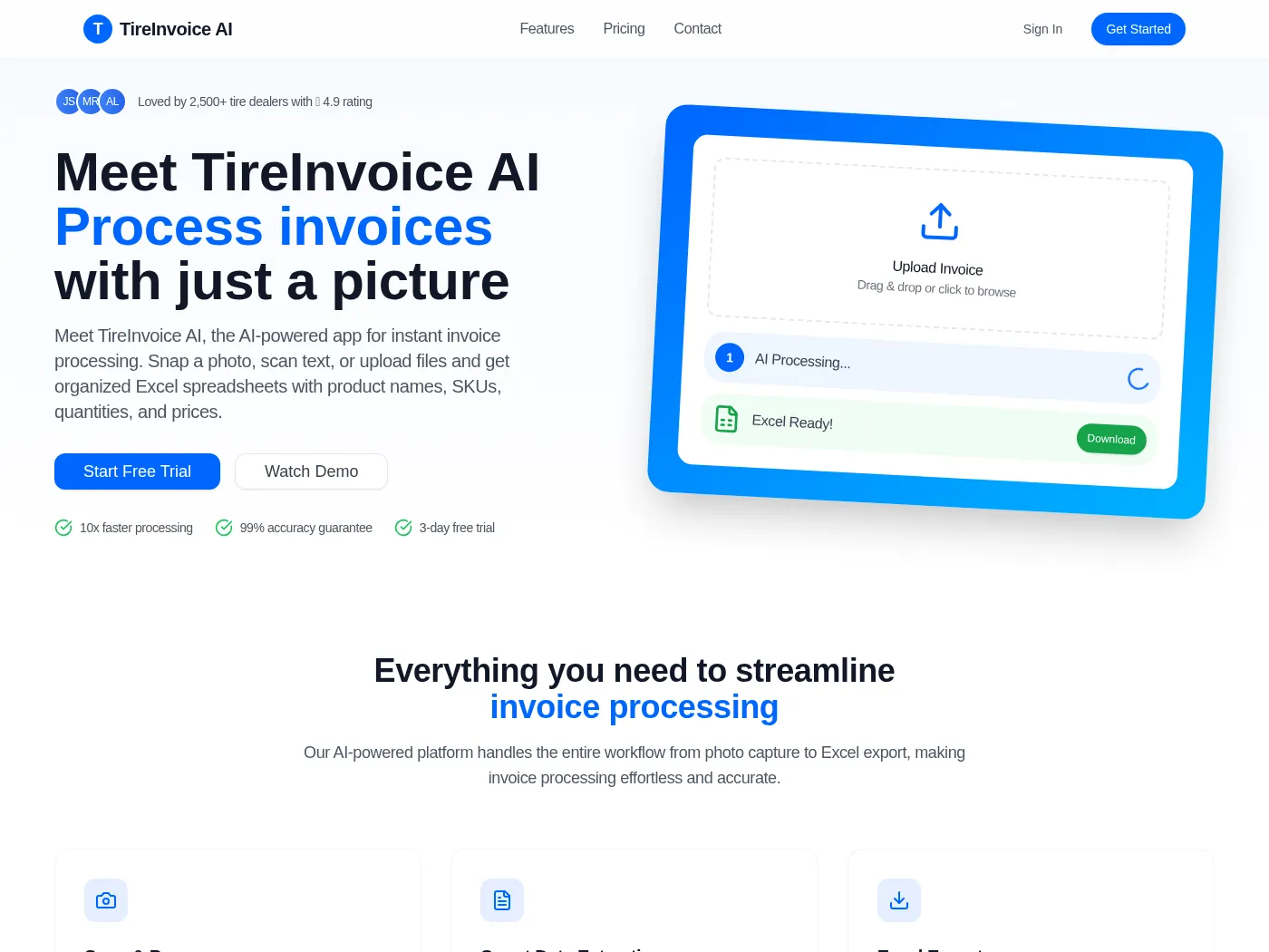 Tire Invoice AI SaaS