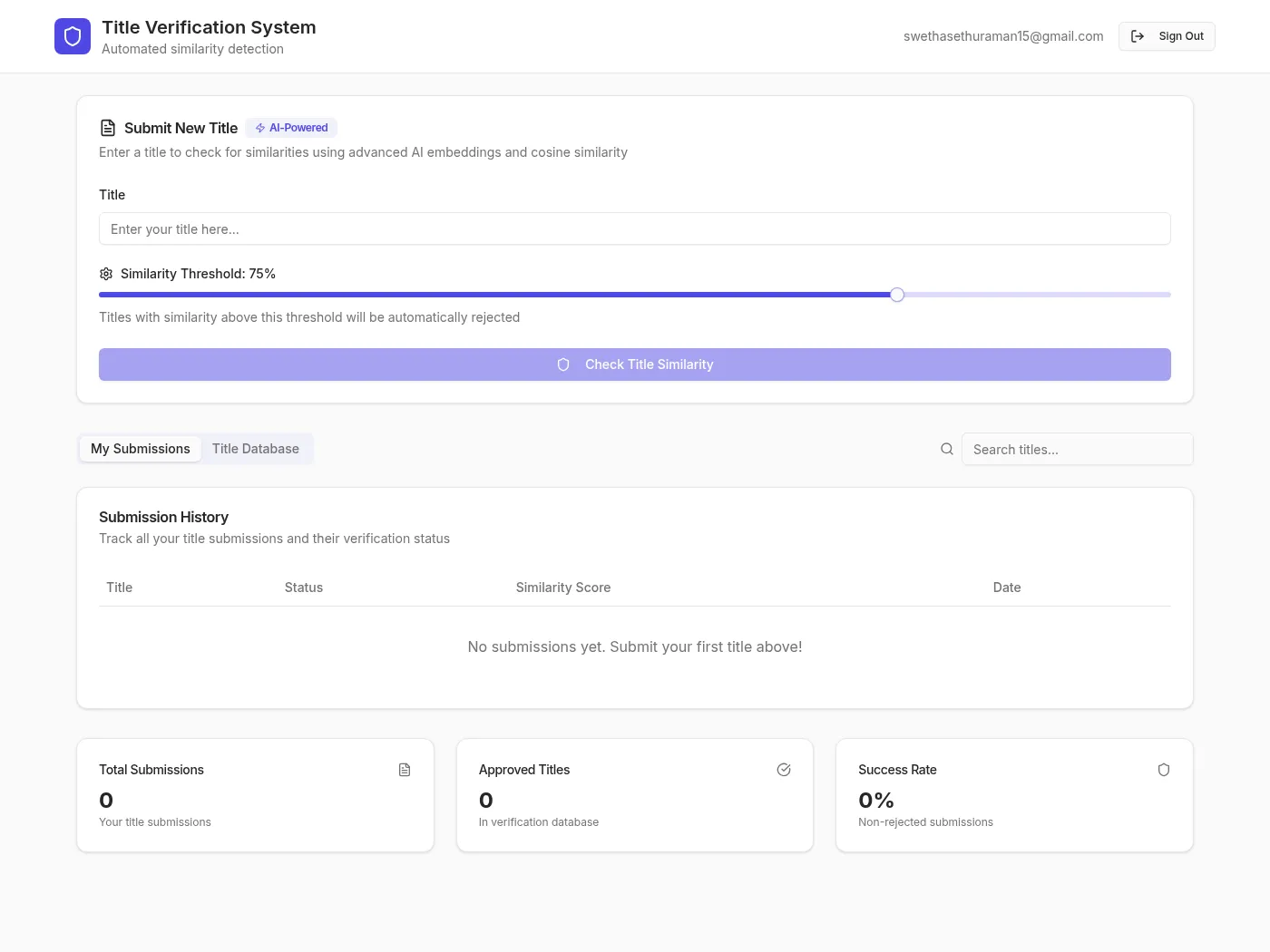 Automated Title Similarity Verification System
