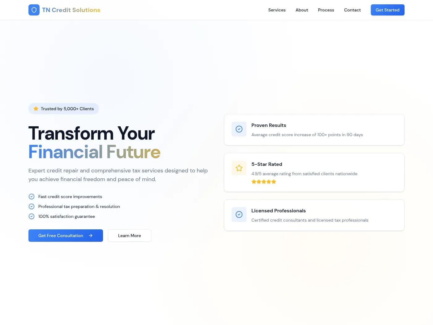 TN Credit Solutions Dynamic Website 2025