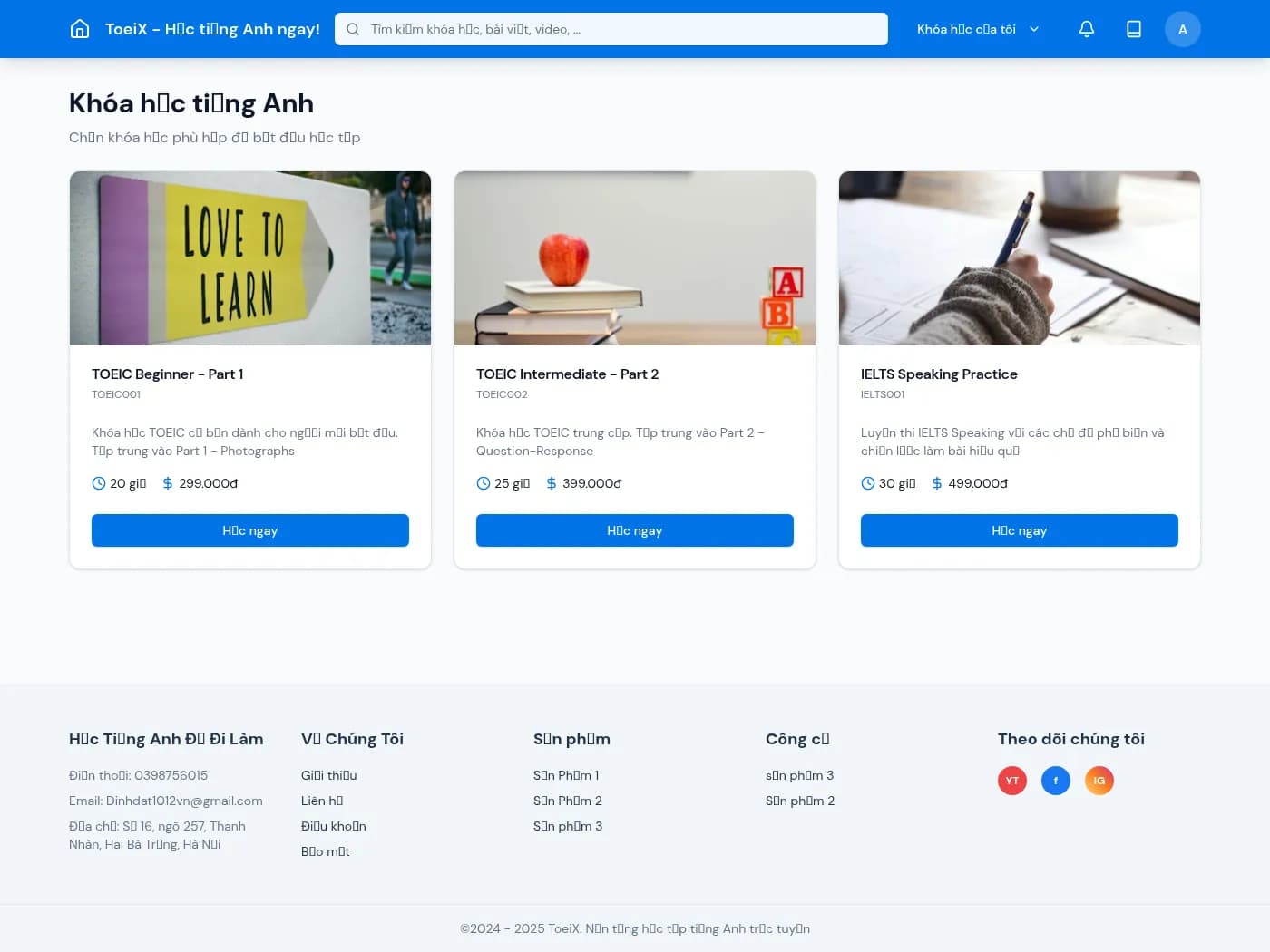 ToeiX Online English Learning Platform