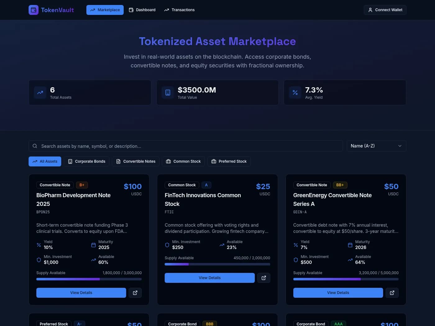 Tokenized Real-World Asset Investment Platform
