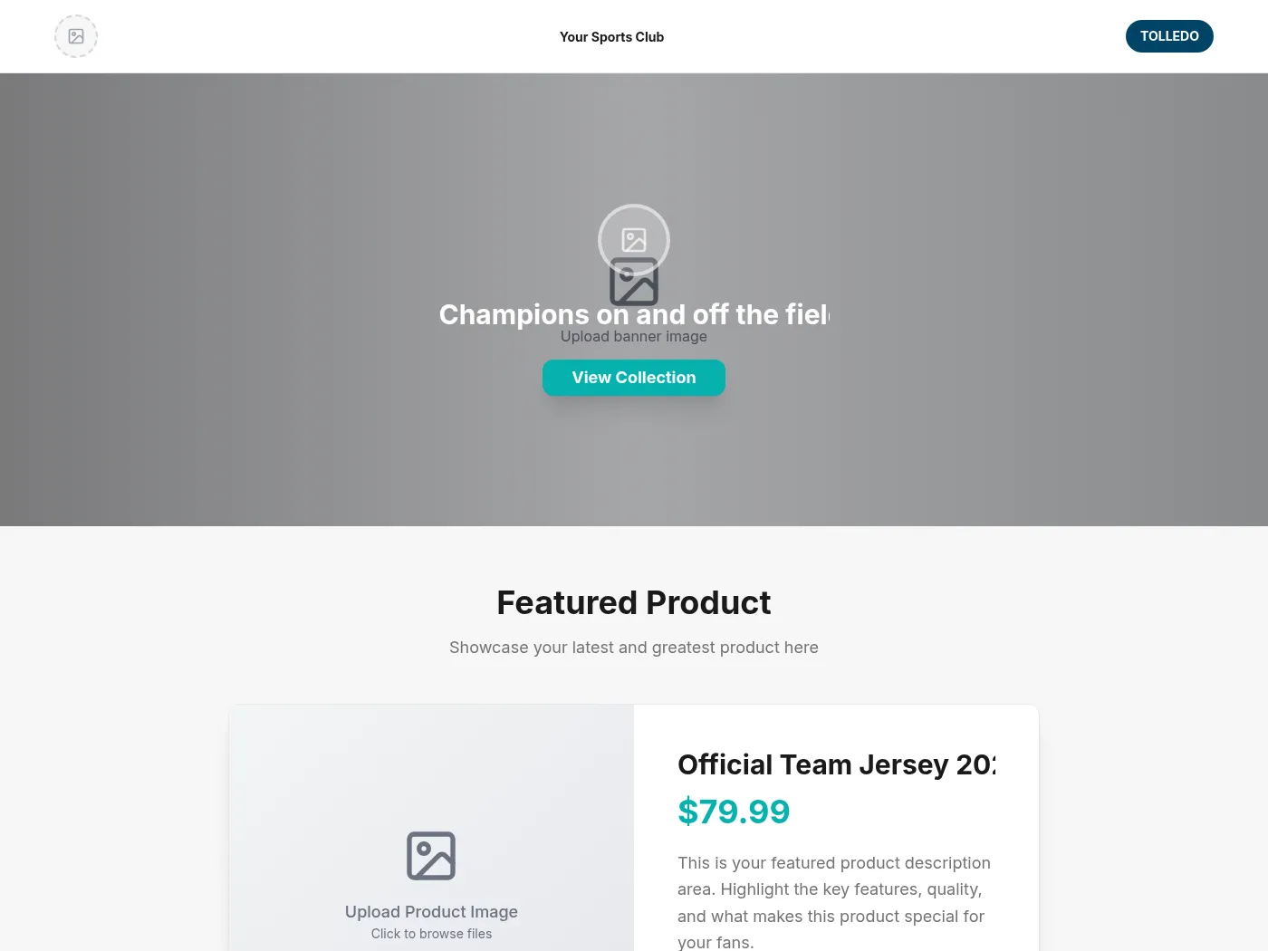 Tolledo Sports Club E-Commerce Page Template