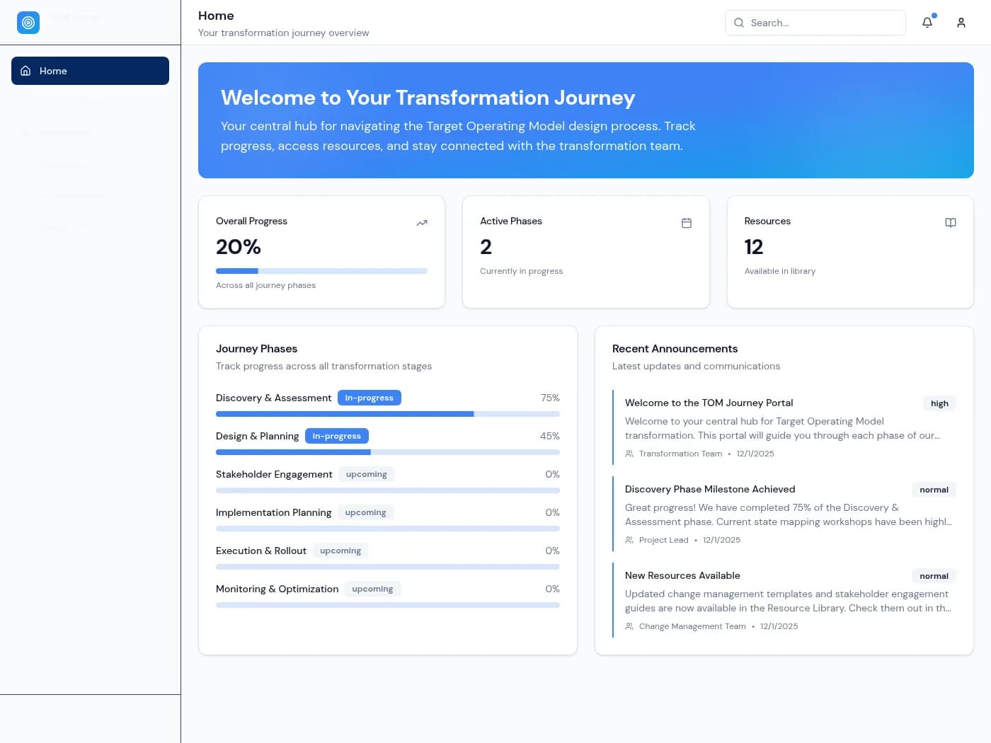 Target Operating Model Design & Change Management Portal