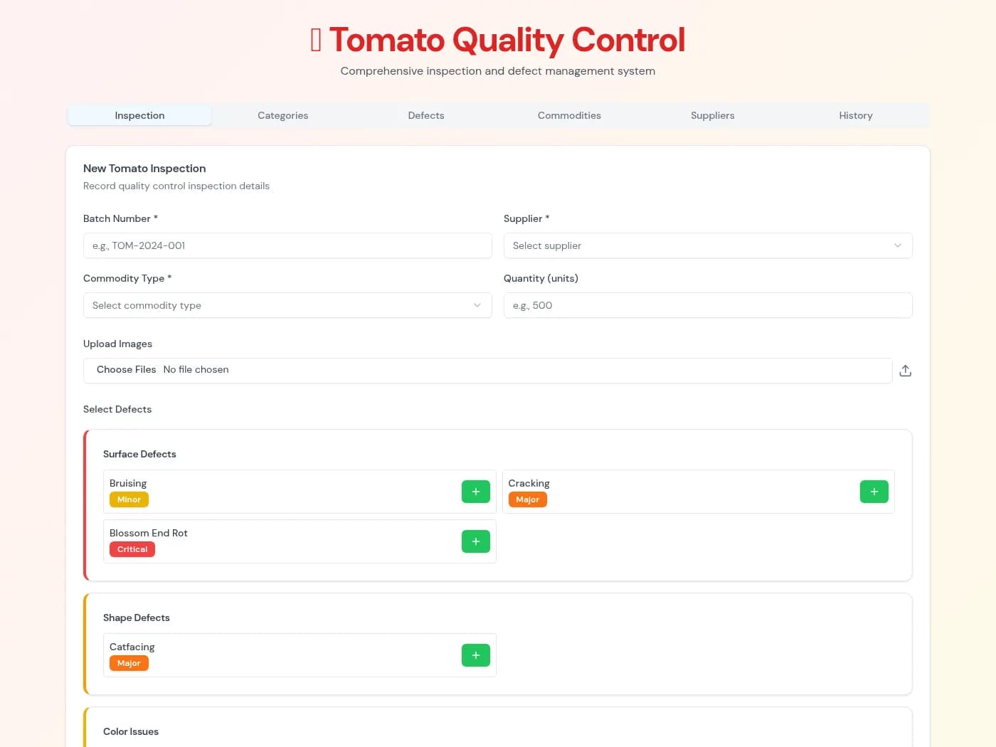 Customizable Tomato Quality Control Uploader