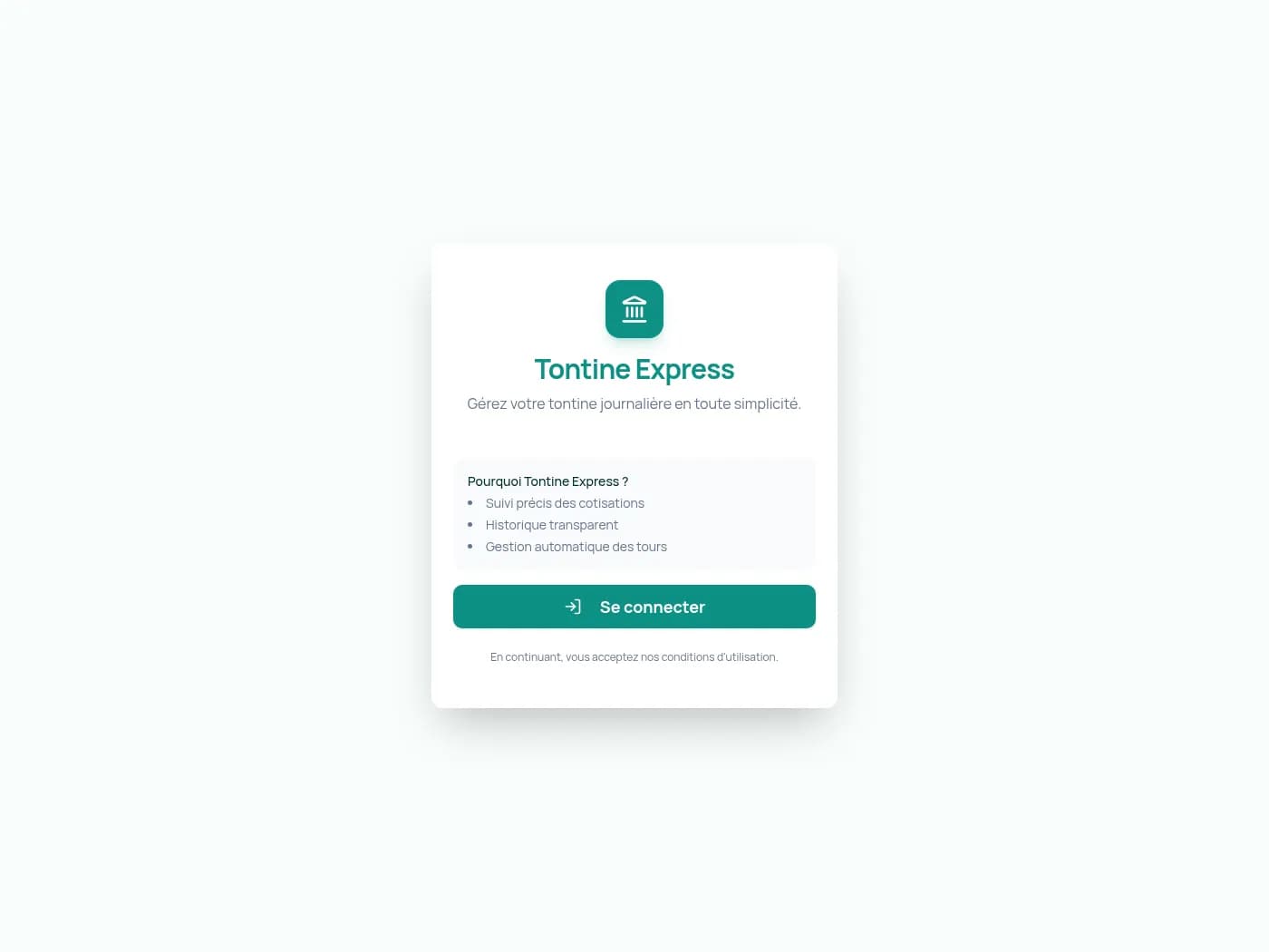 Tontine Journalière - Application de gestion de cotisations quotidiennes