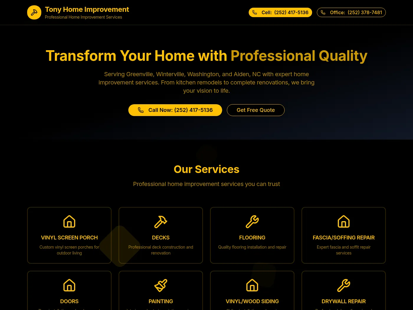 Tony Home Improvement Website