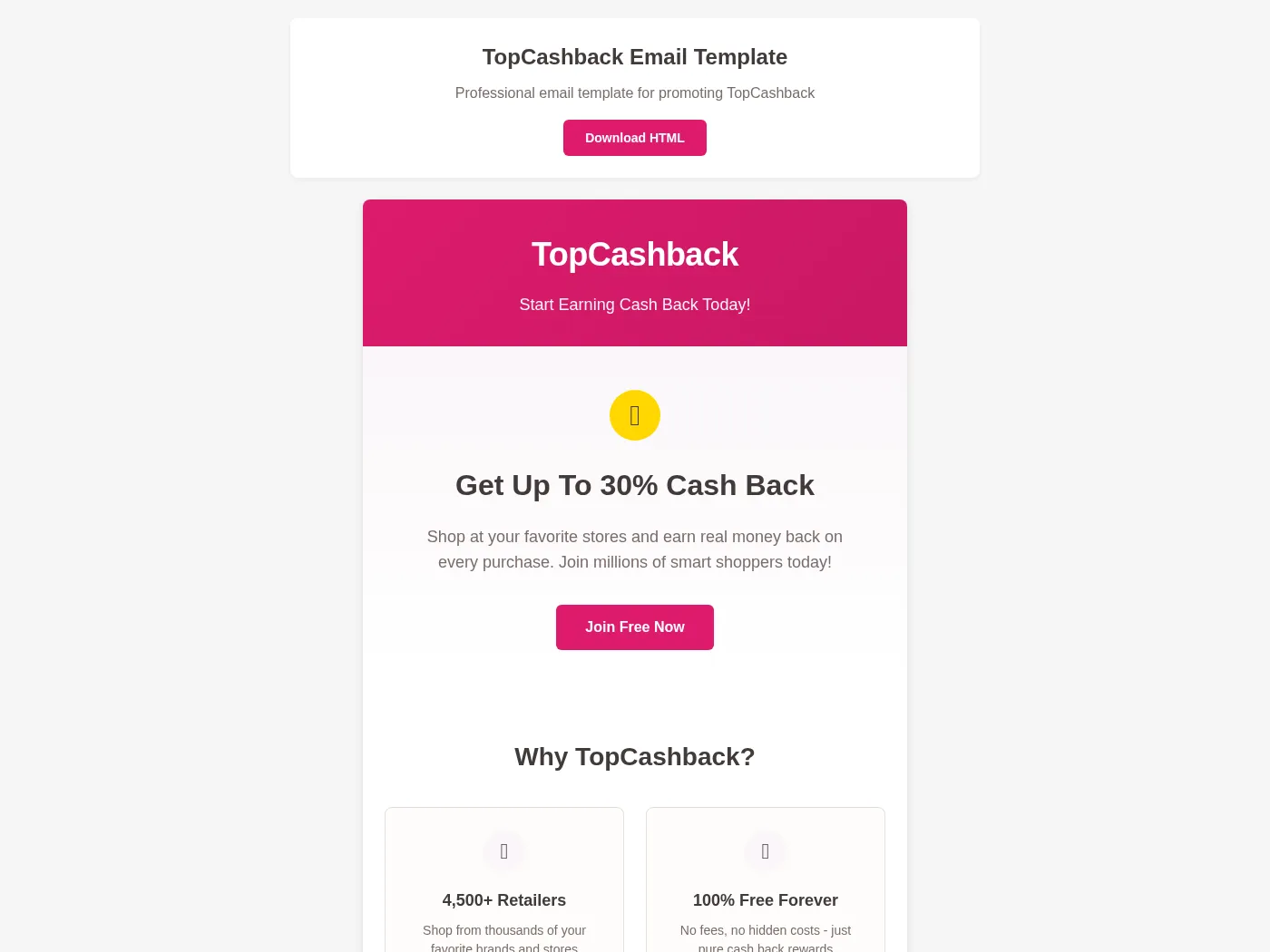 TopCashback Email Promo Template