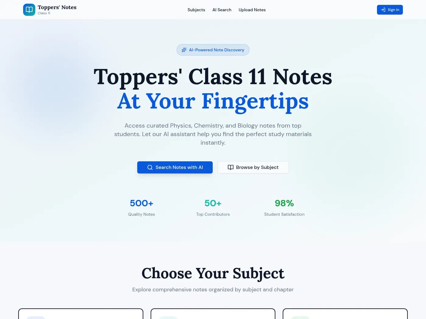 Toppers' Class 11 Notes AI