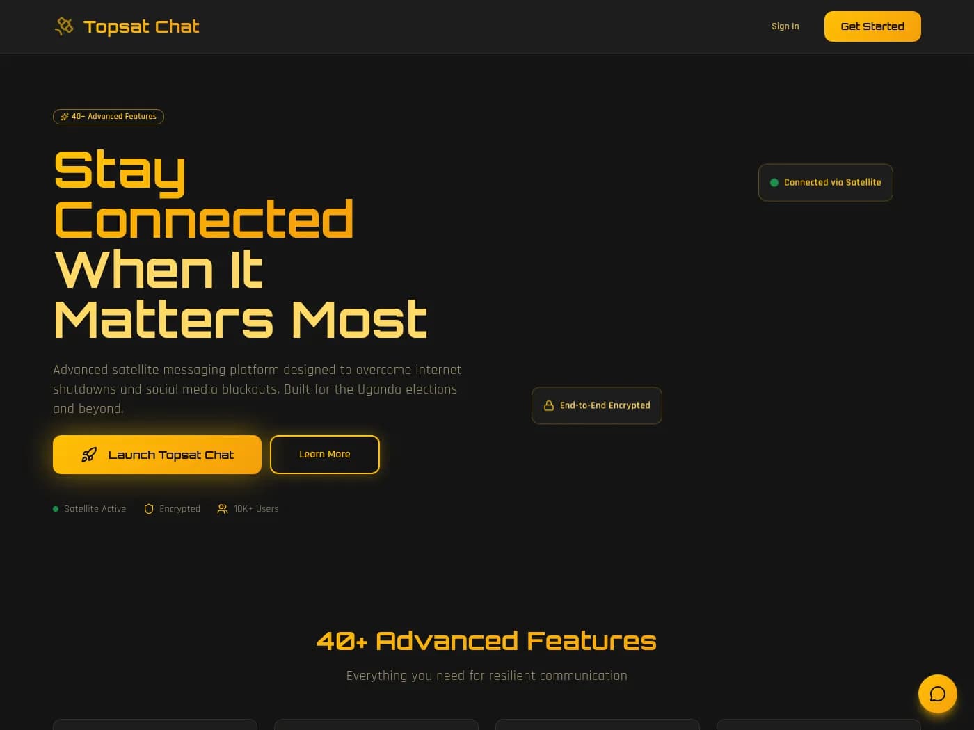 Topsat Chat – Advanced 3D Satellite Messaging Platform