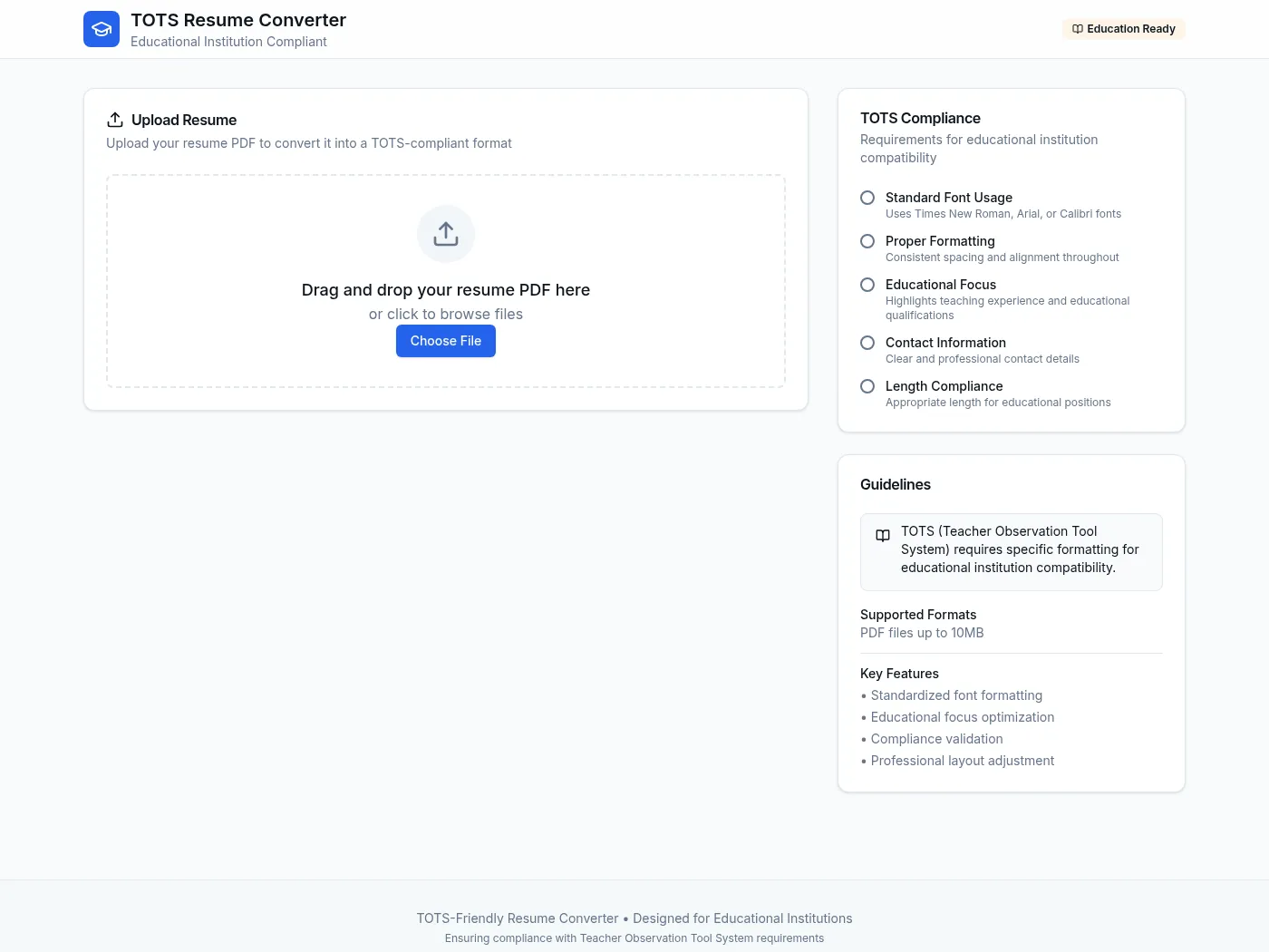 TOTS-Friendly Resume Converter