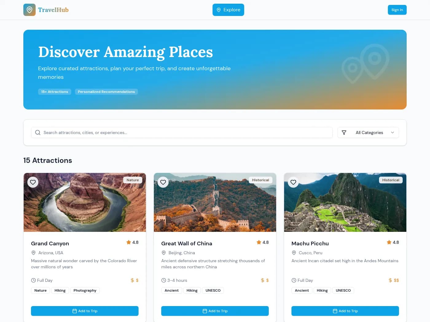 Tourist Attraction Customizer App