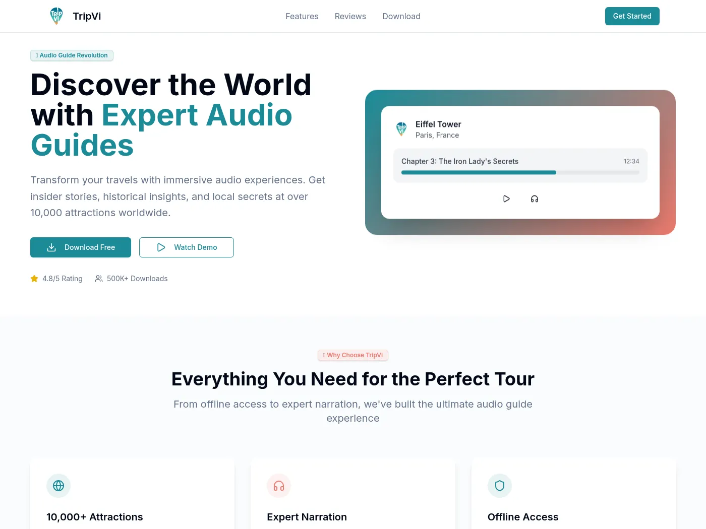 Tourist Audio Guide Landing Page