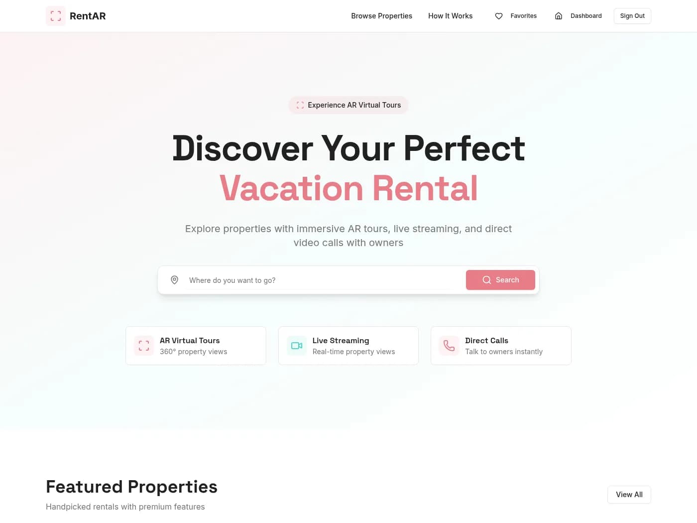 Tourist Rental Platform with AR Virtual Rooms and Live Owner Interactions