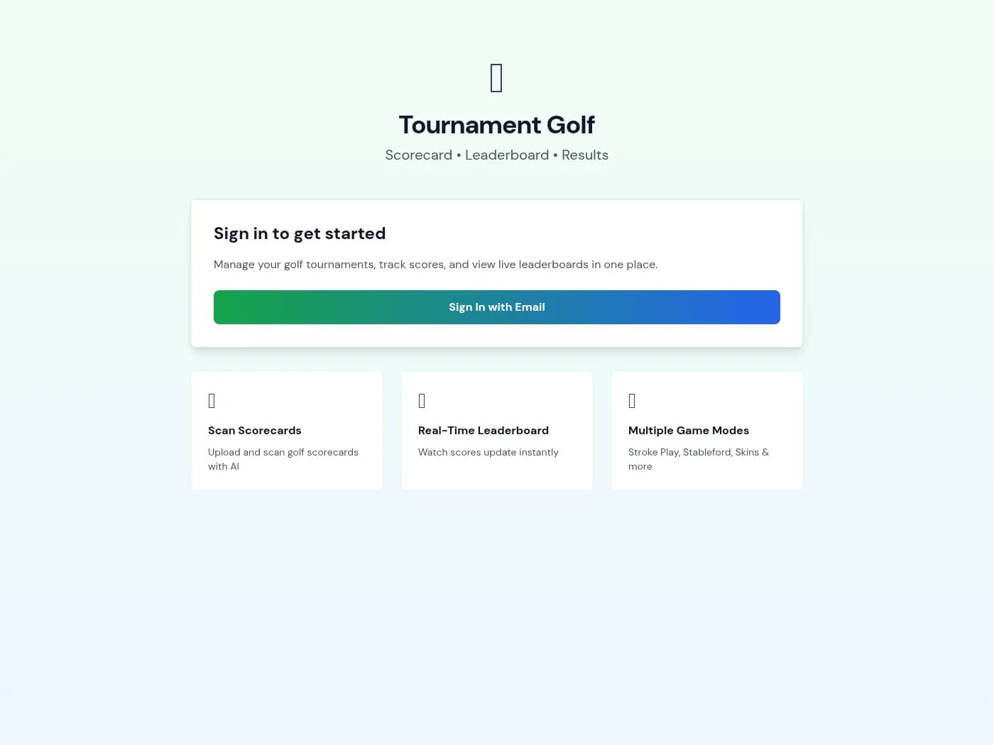Tournament Golf Scorecard & Leaderboard Web App