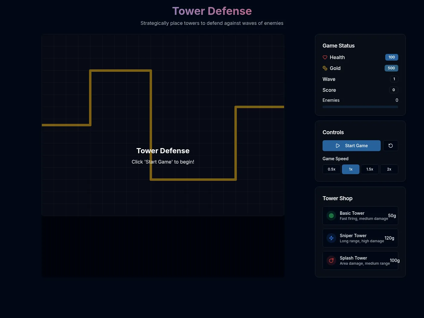 Tower Defense 2D Game