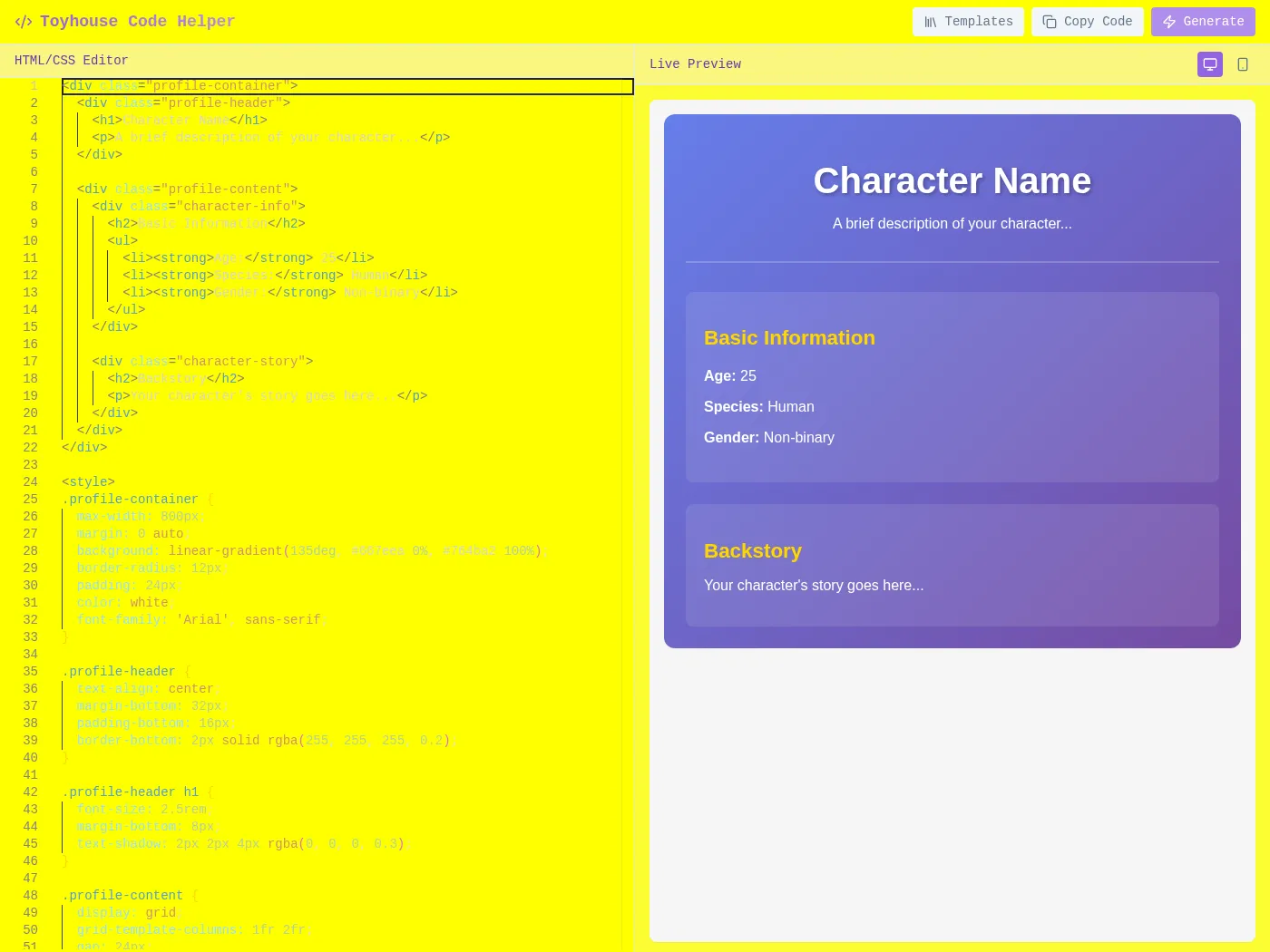 Toyhouse Code Helper