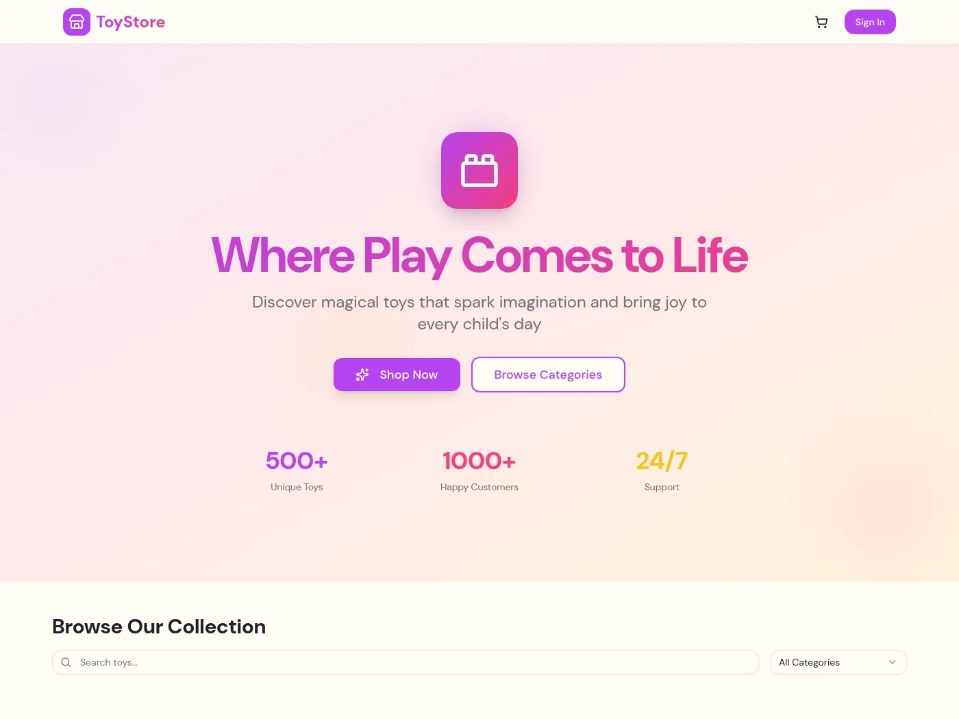ToyStore: Modern E-Commerce Website for Toys