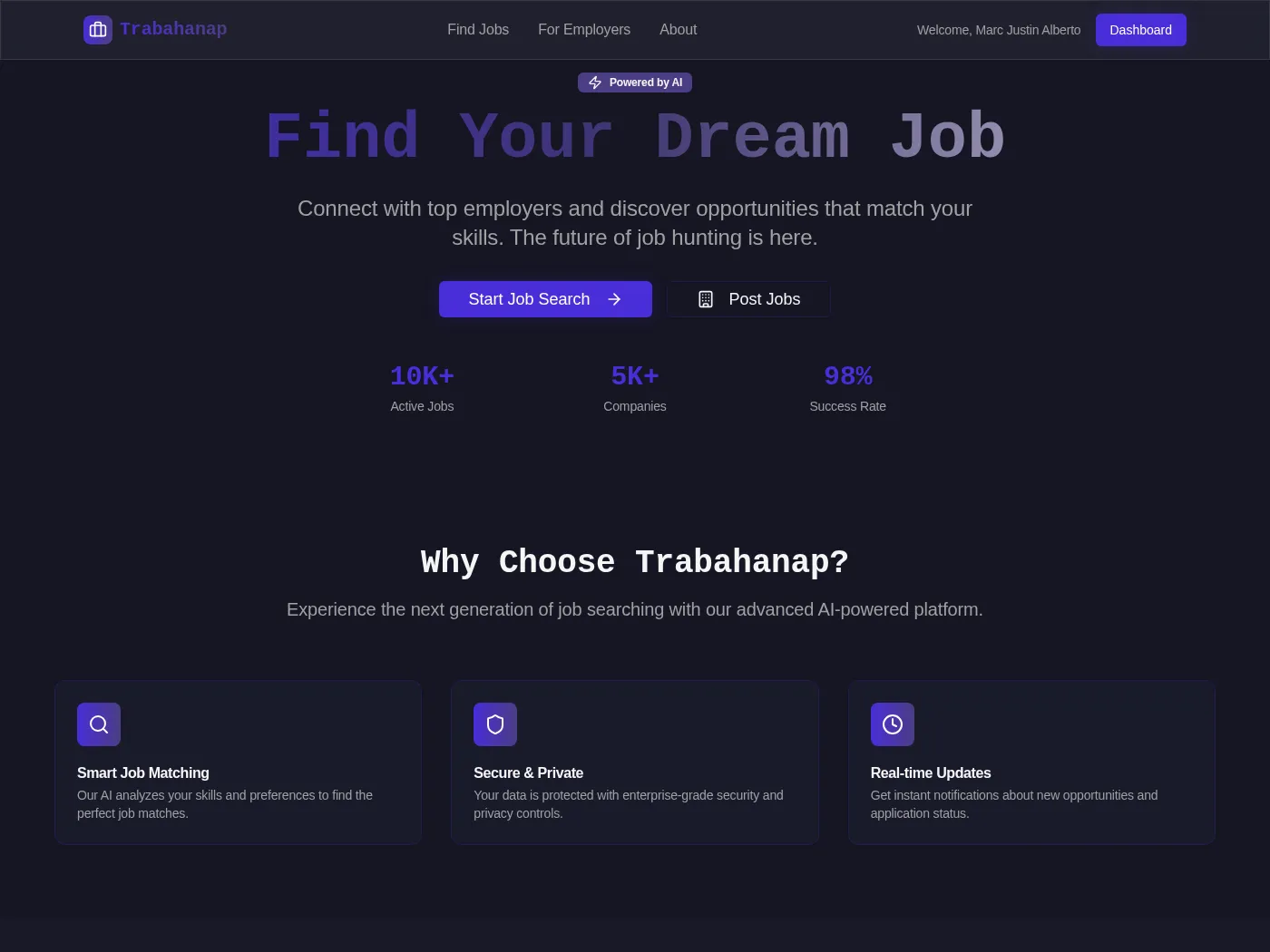 Trabahanap: Futuristic Job Board Web App