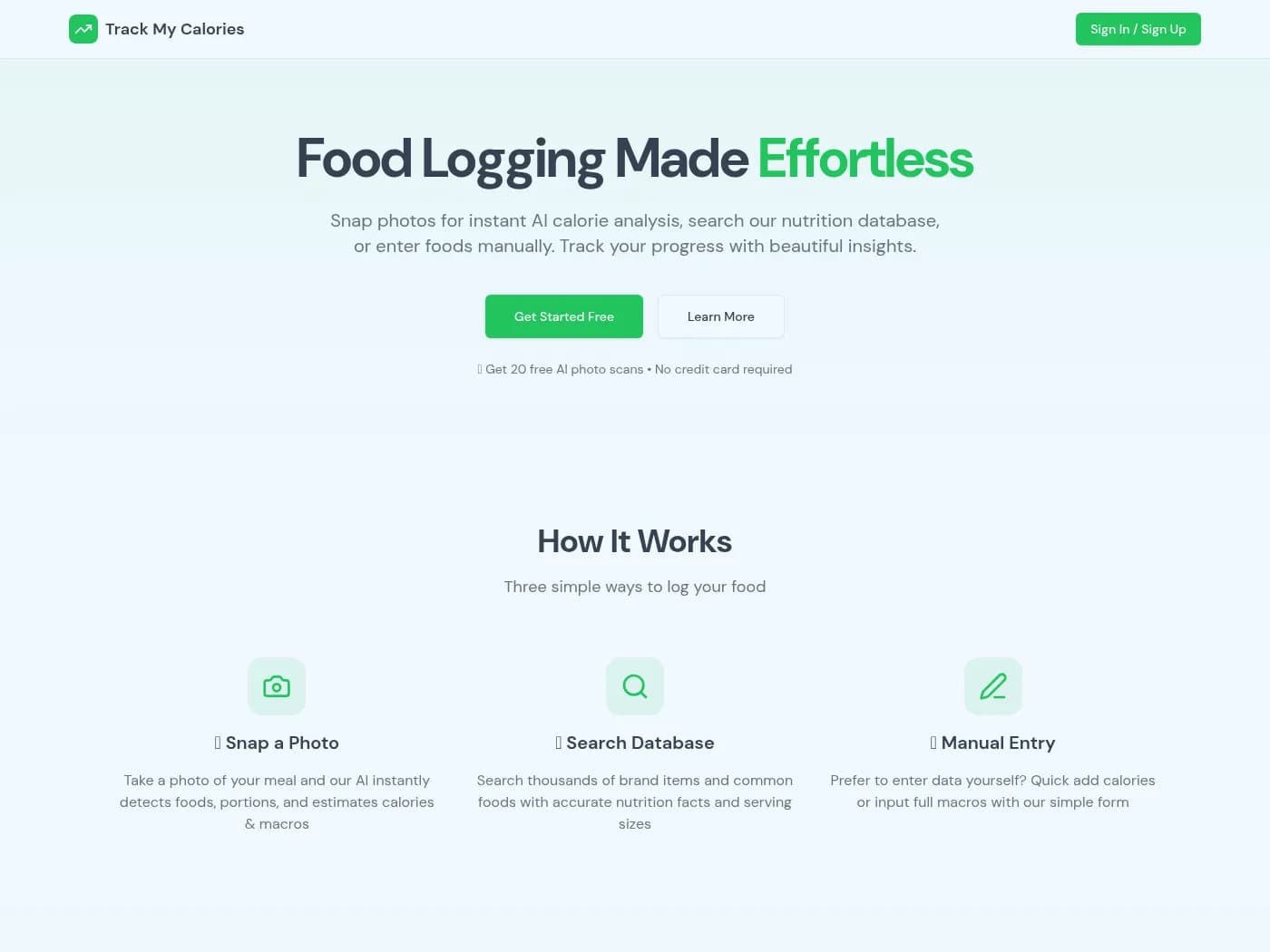 Track My Calories: AI-Powered Food Logging & Nutrition Tracker Web App