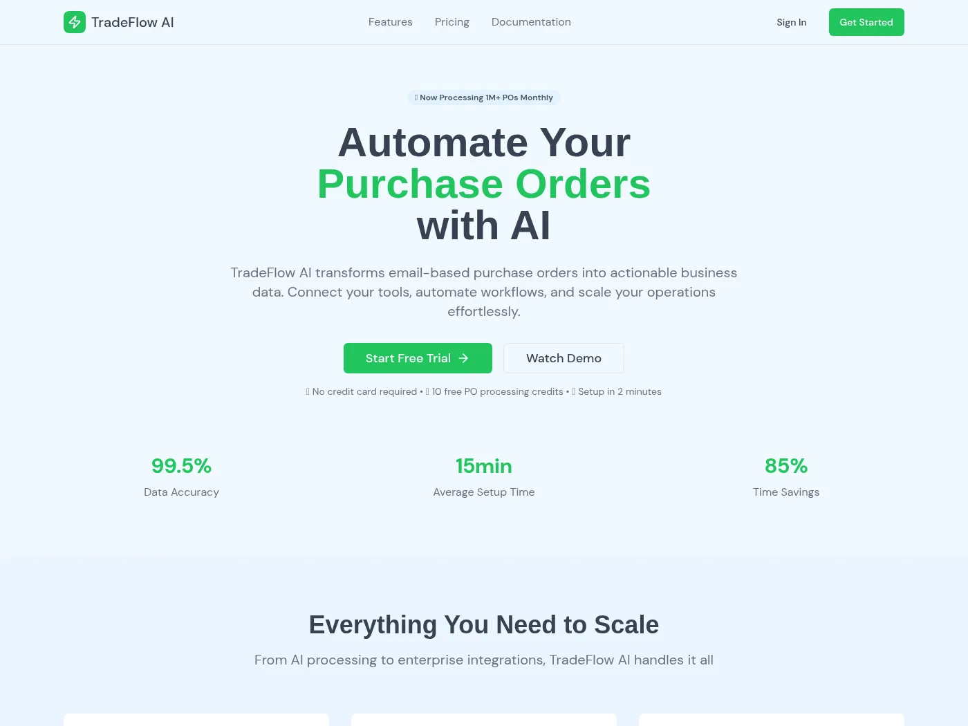 TradeFlow AI - SaaS Platform for Automated Purchase Order Processing