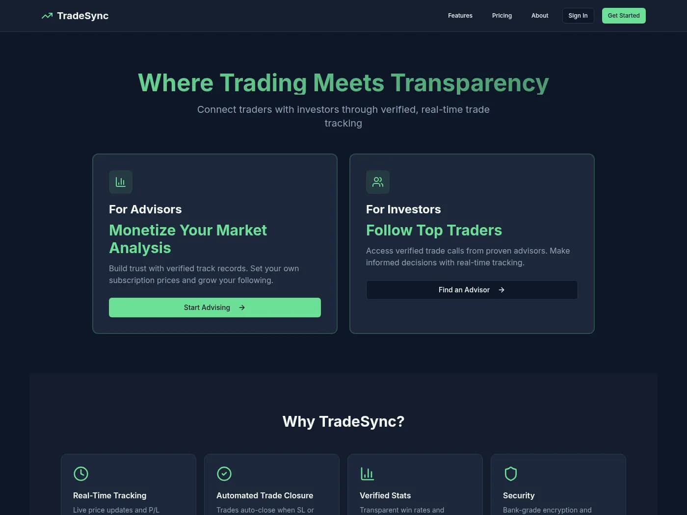 TradeSync Fintech Web Platform Prototype