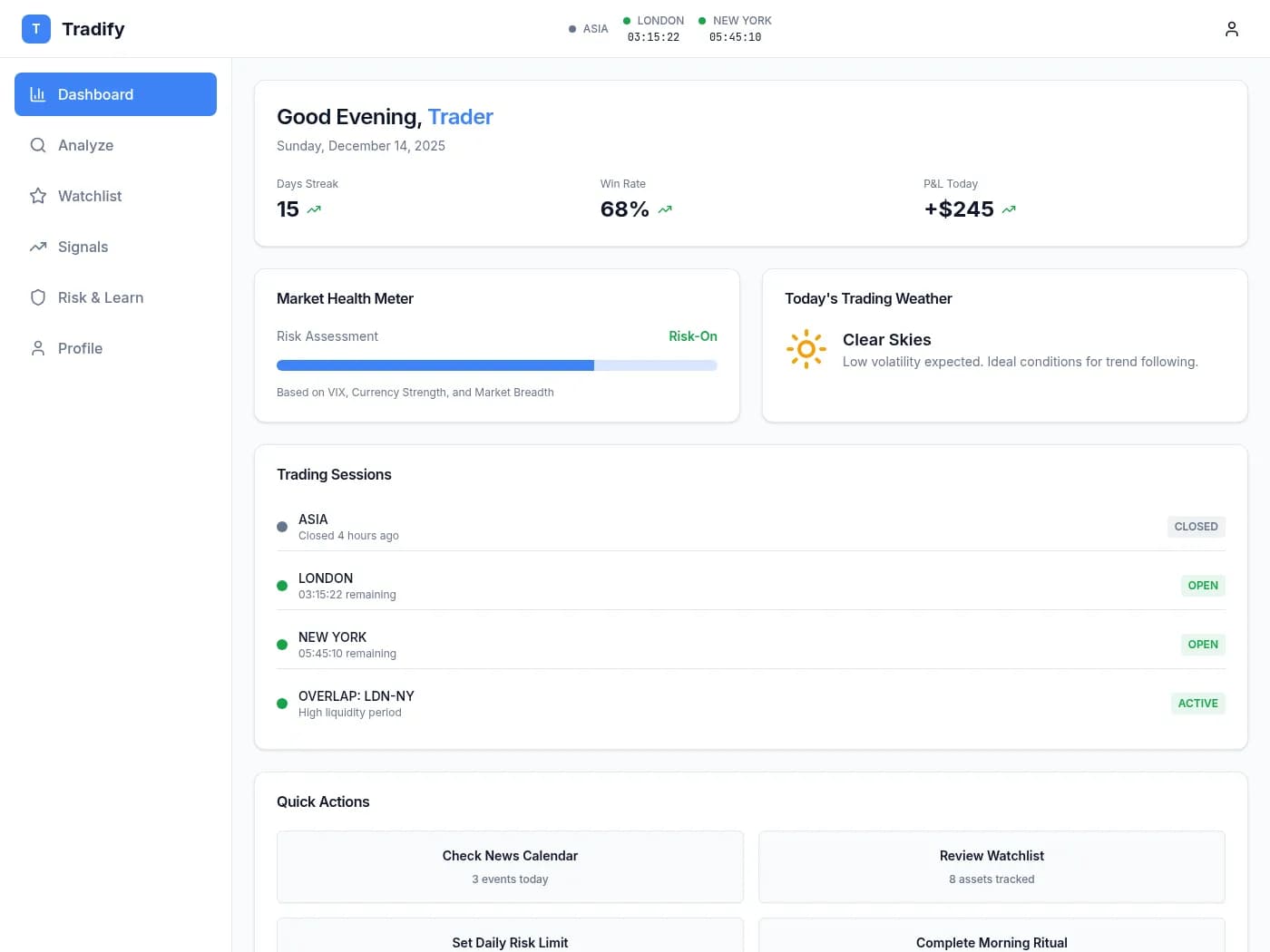 Tradify – Automated Web App for Trading Analysis, Risk Management & Learning