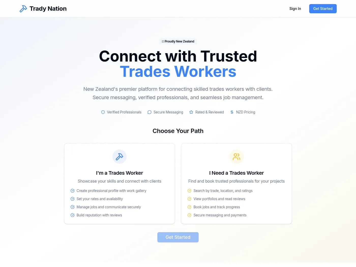 Trady Nation: Trades Worker & Client Booking Platform (NZ MVP)