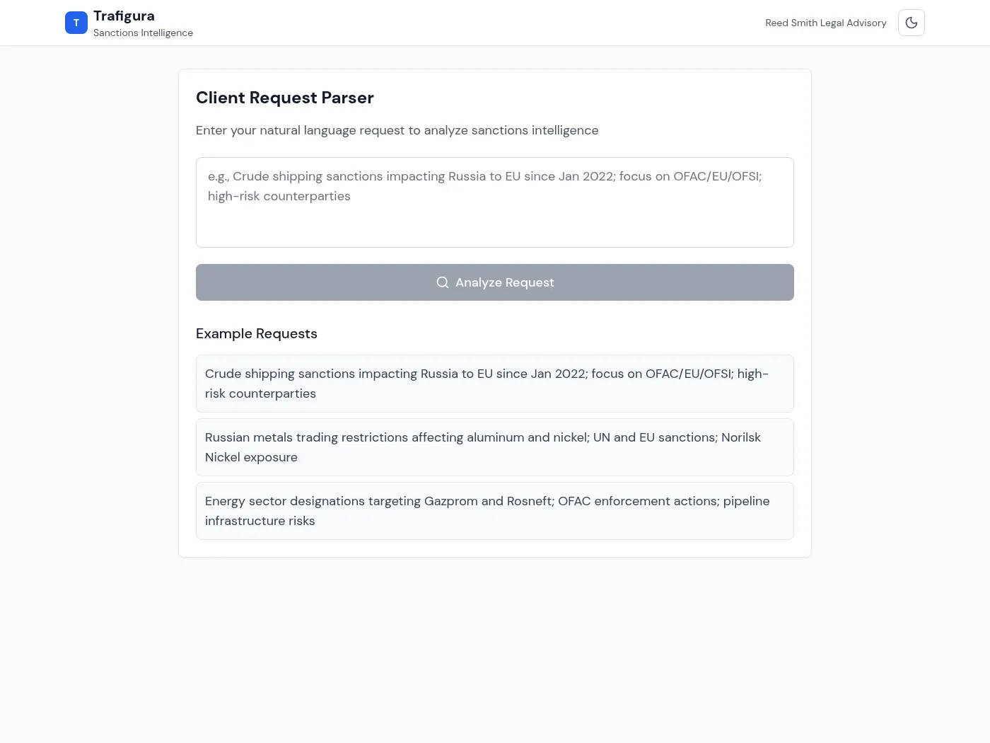 Trafigura Sanctions Intelligence Dashboard